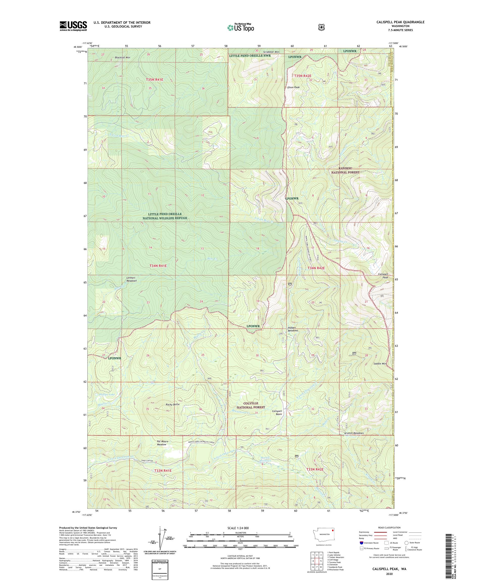Calispell Peak Washington US Topo Map – MyTopo Map Store