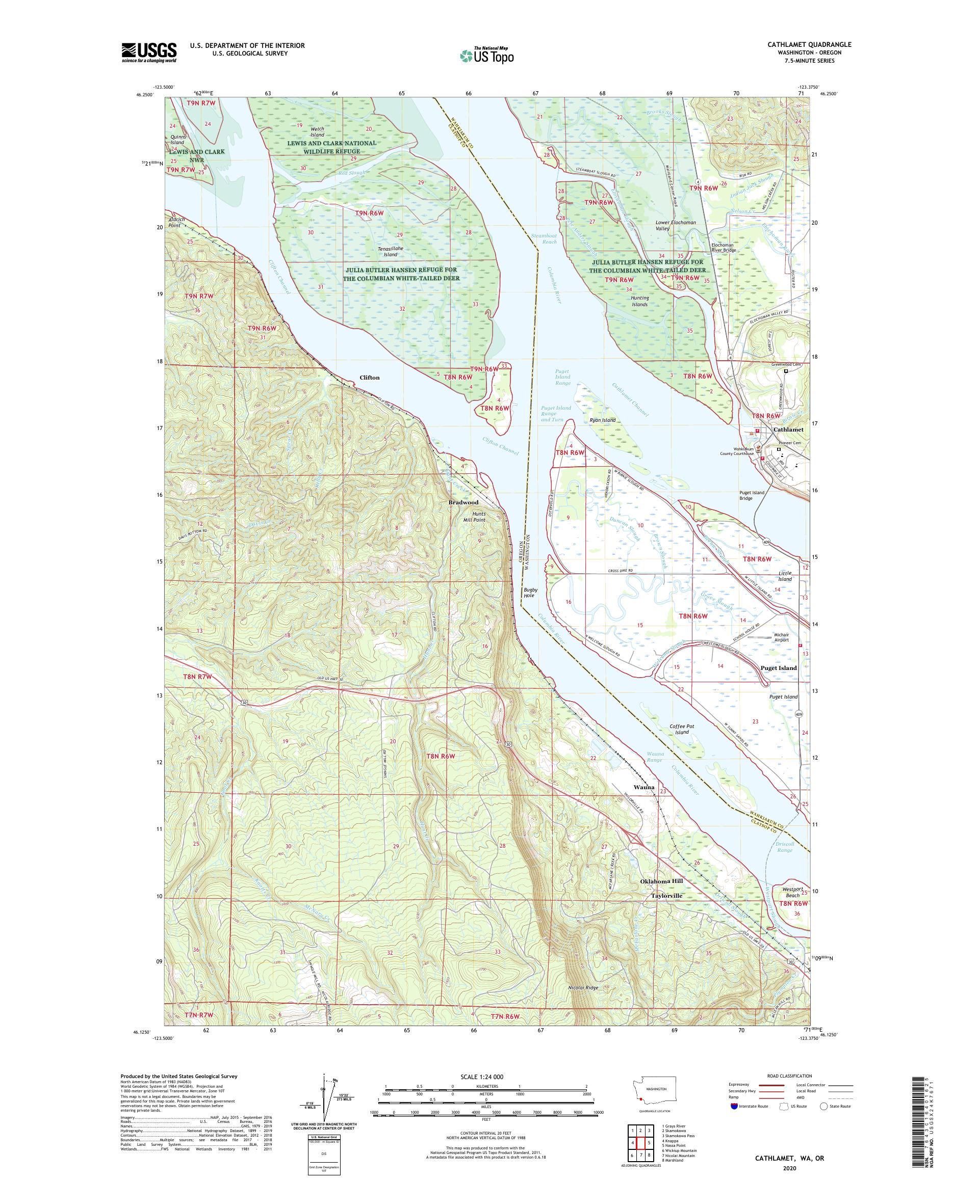 Cathlamet Washington US Topo Map – MyTopo Map Store
