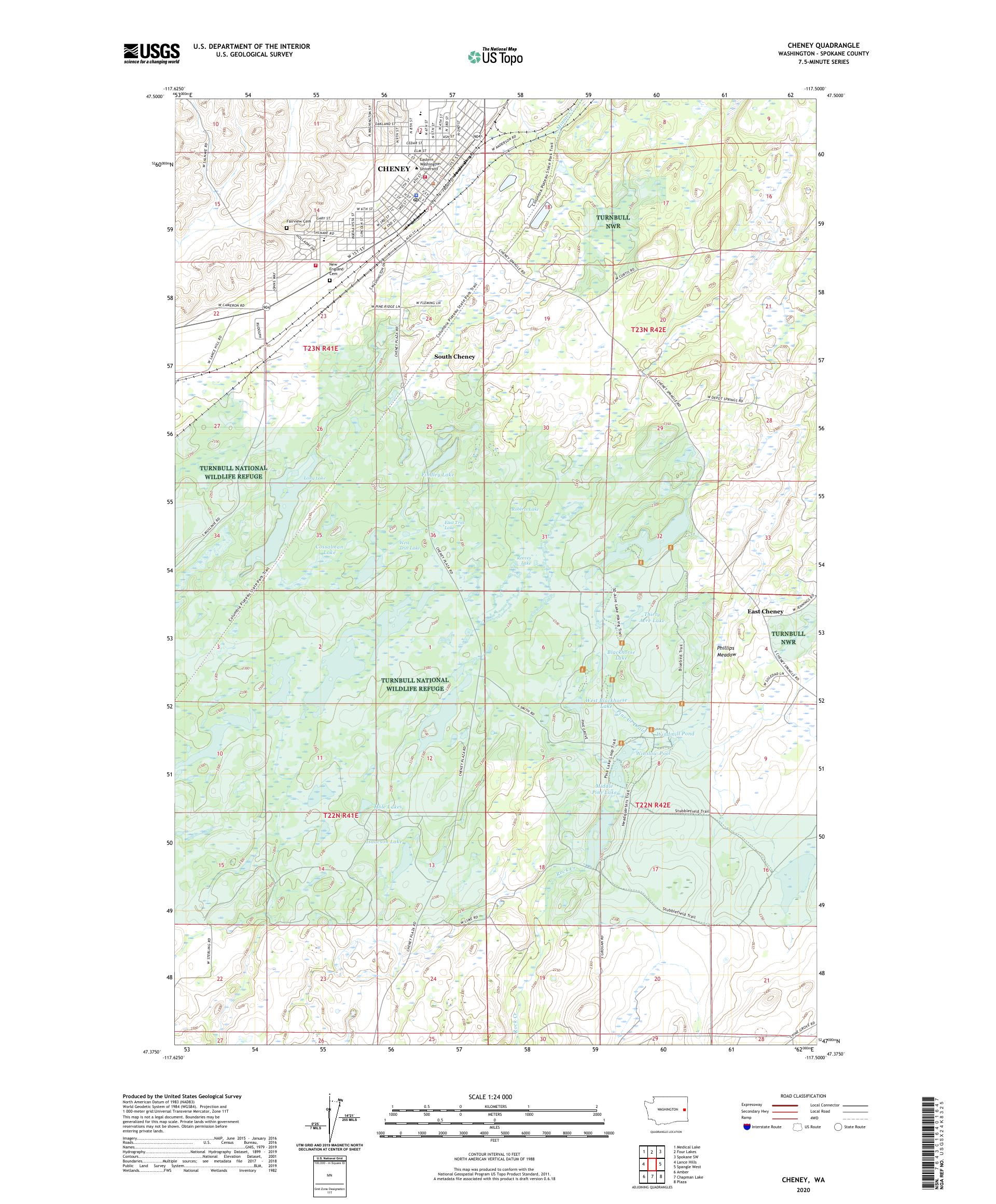 Cheney Washington US Topo Map – MyTopo Map Store