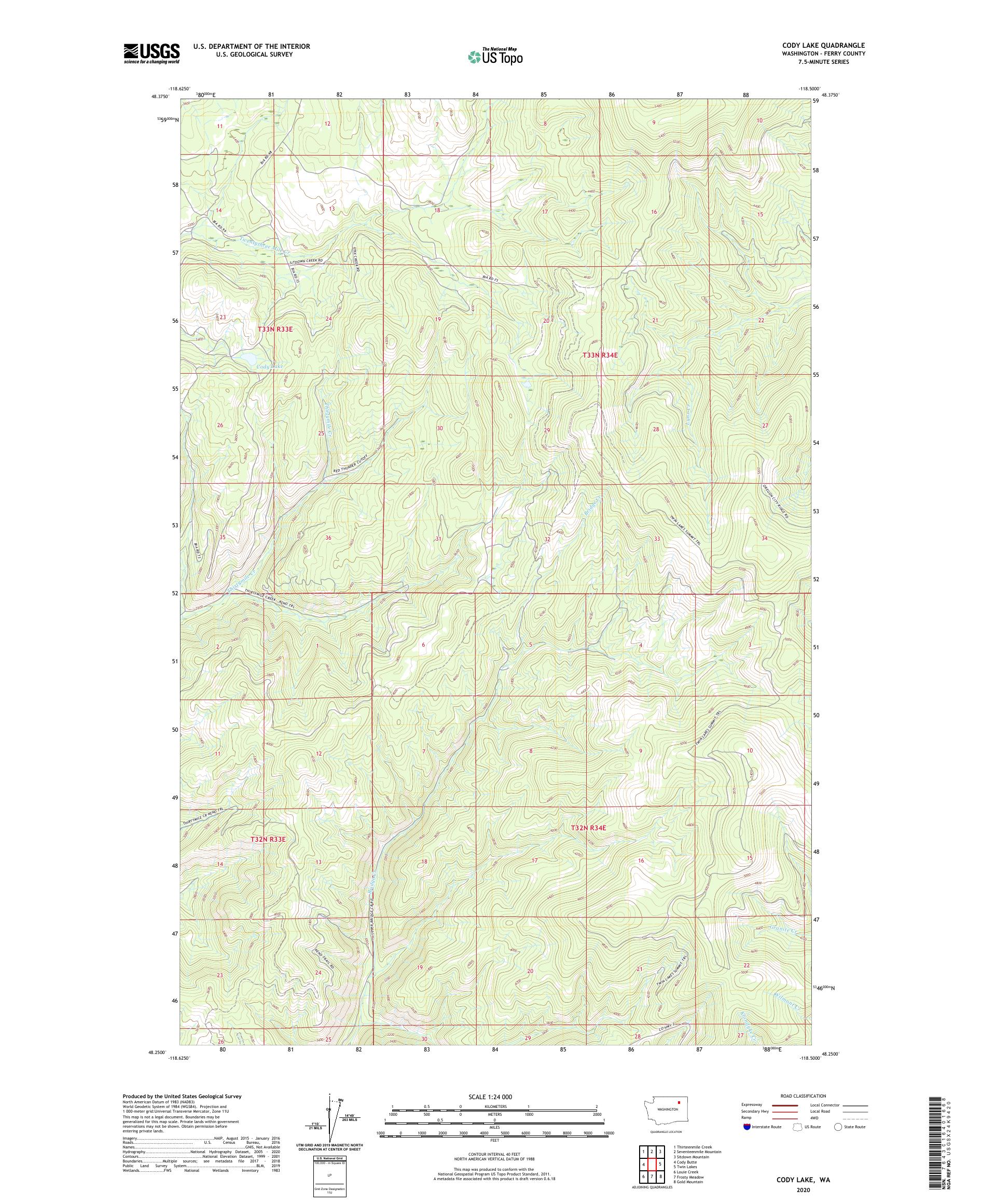 Cody Lake Washington US Topo Map – MyTopo Map Store