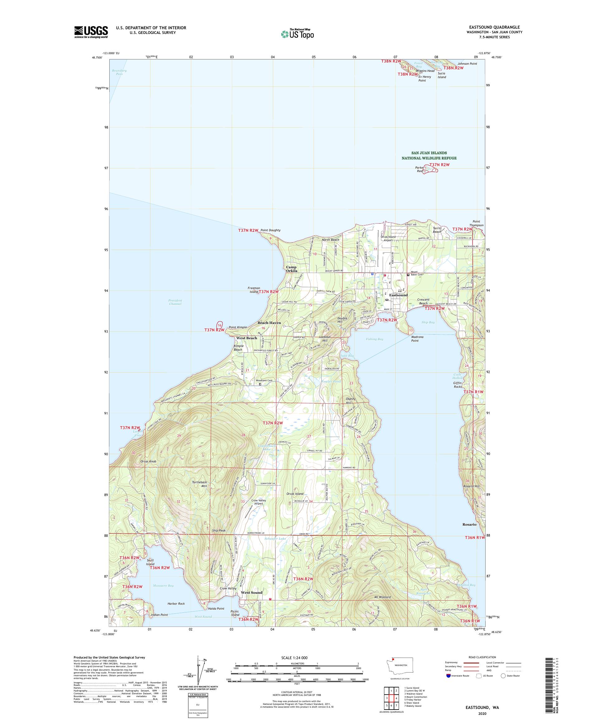Eastsound Washington US Topo Map – MyTopo Map Store