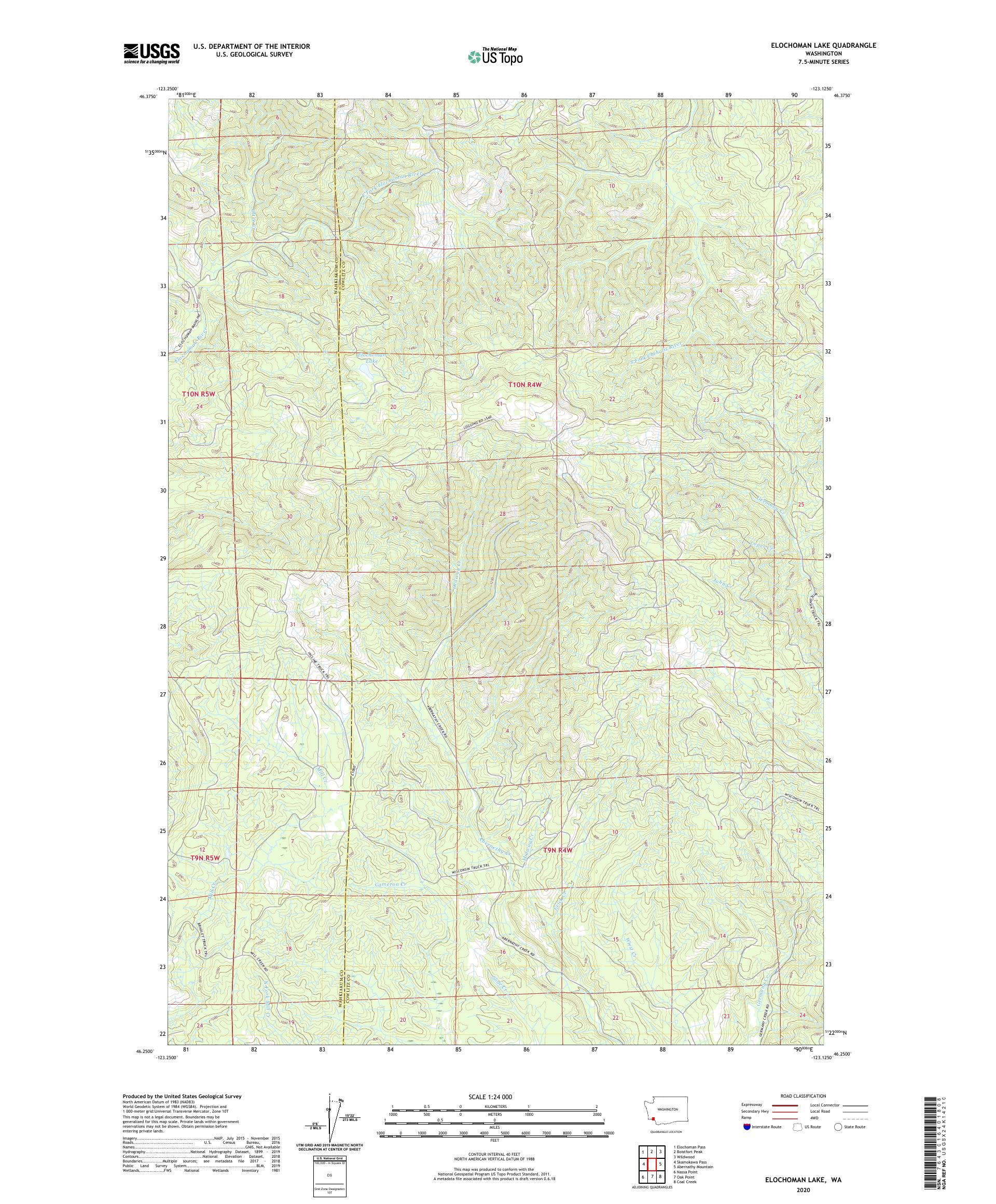 Elochoman Lake Washington US Topo Map – MyTopo Map Store