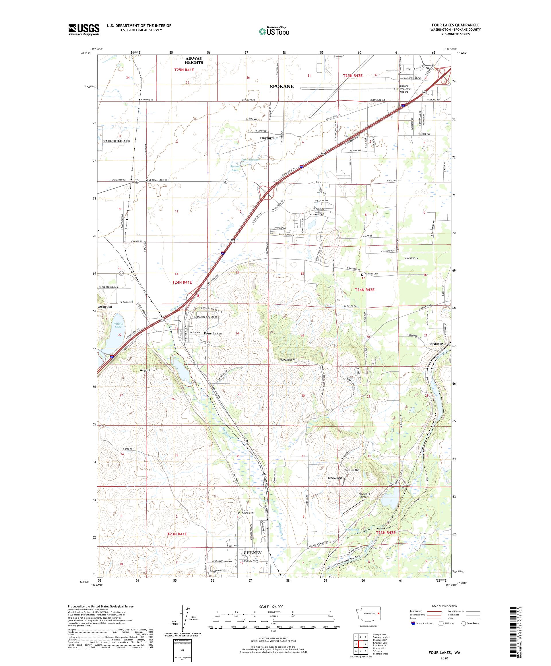 Four Lakes Washington US Topo Map – MyTopo Map Store