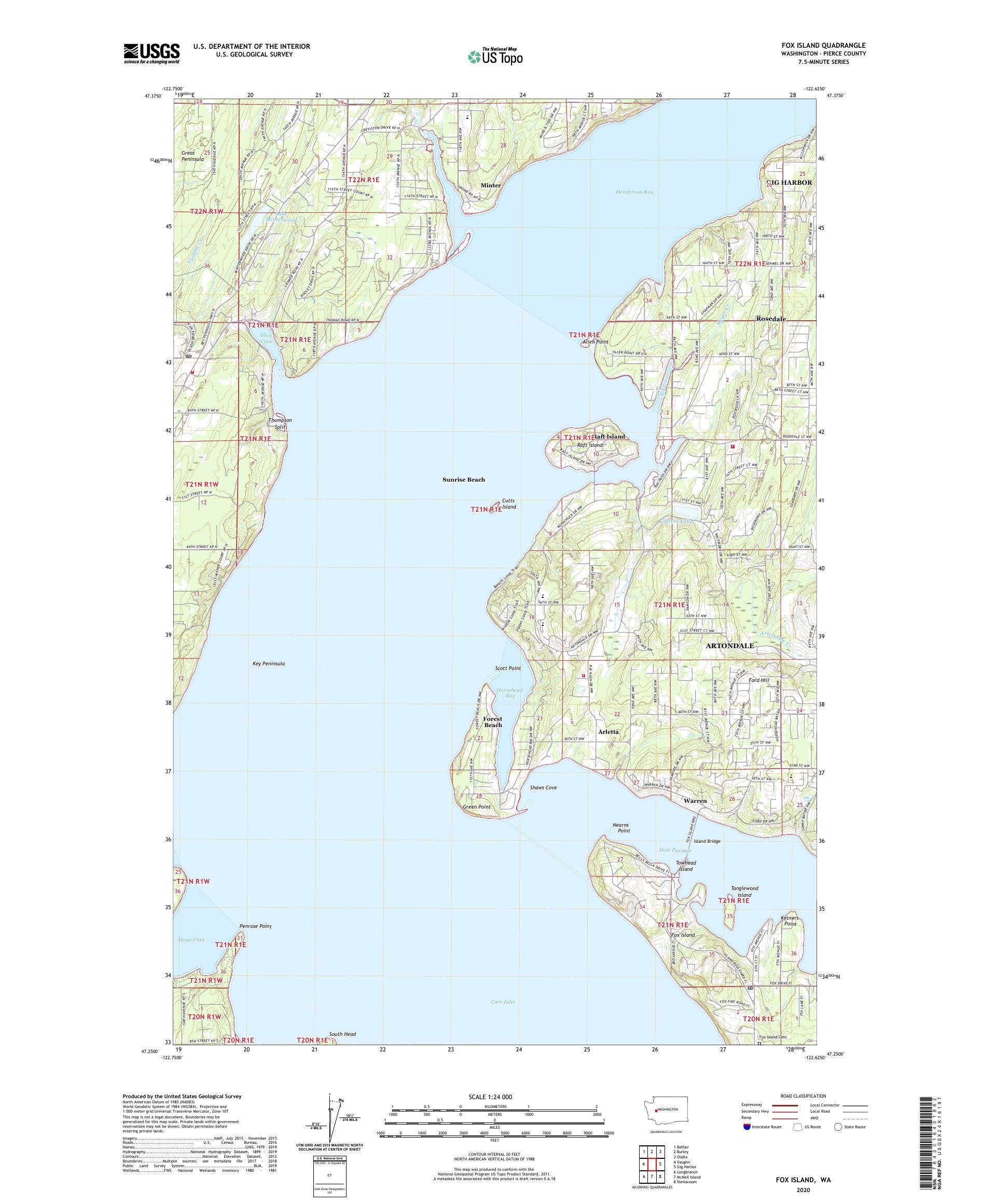 Fox Island Washington US Topo Map – MyTopo Map Store