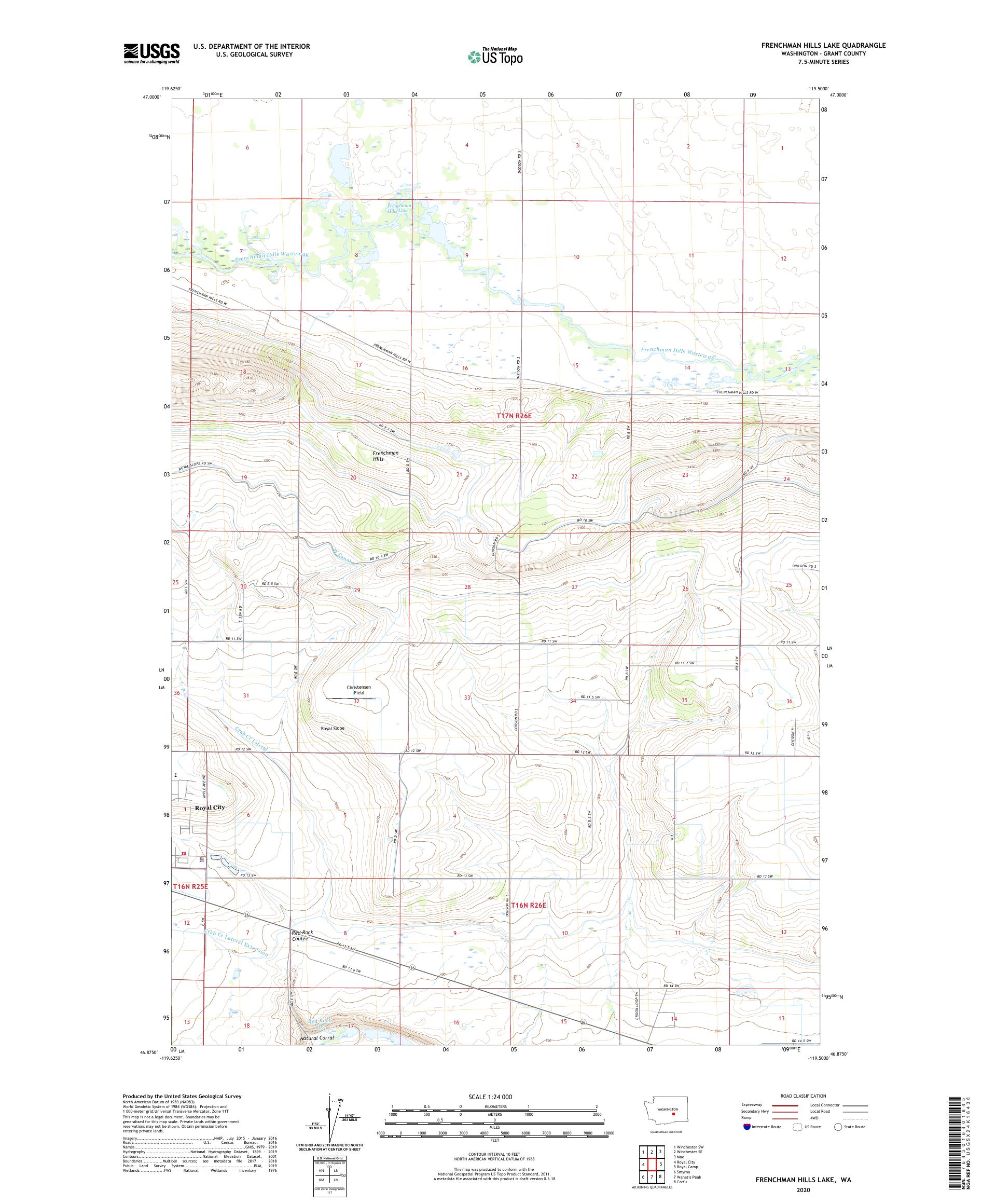 Frenchman Hills Lake Washington US Topo Map – MyTopo Map Store