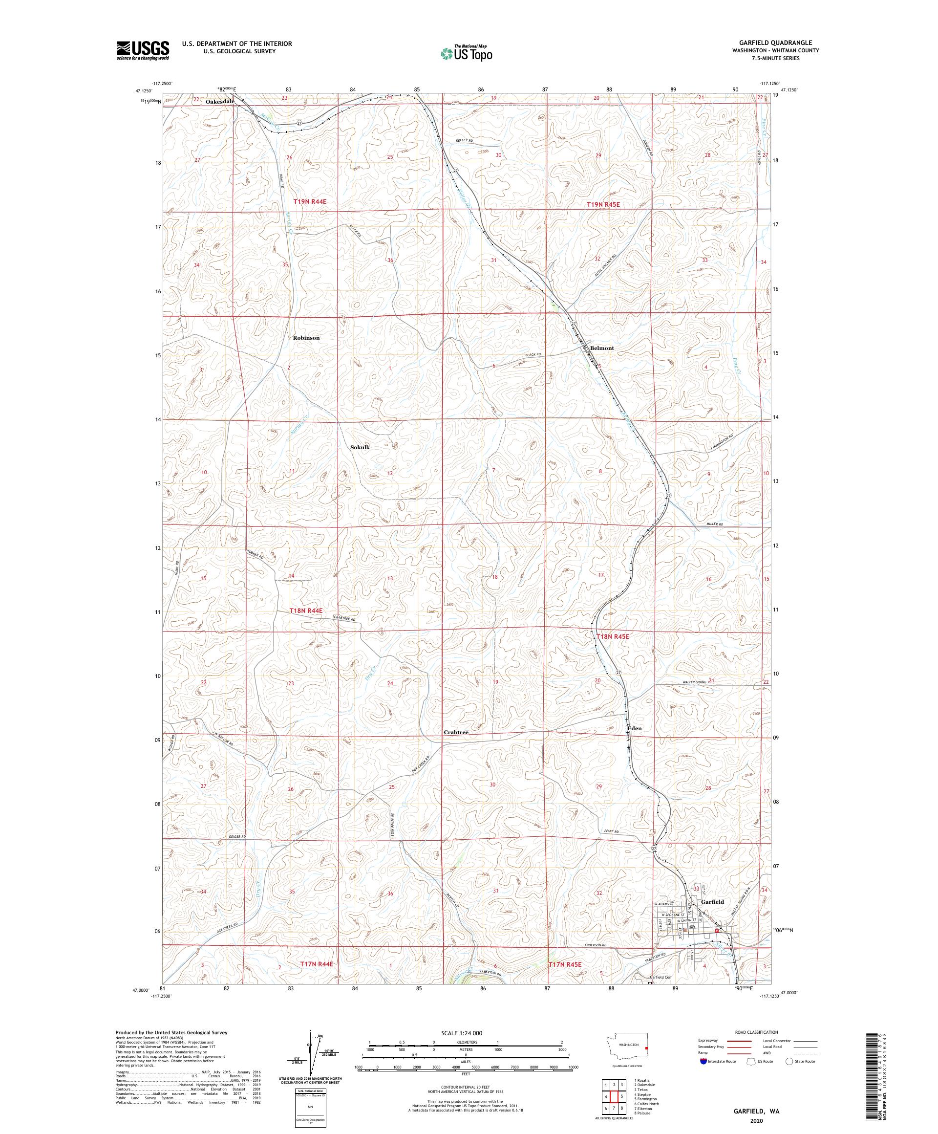 Garfield Washington US Topo Map – MyTopo Map Store