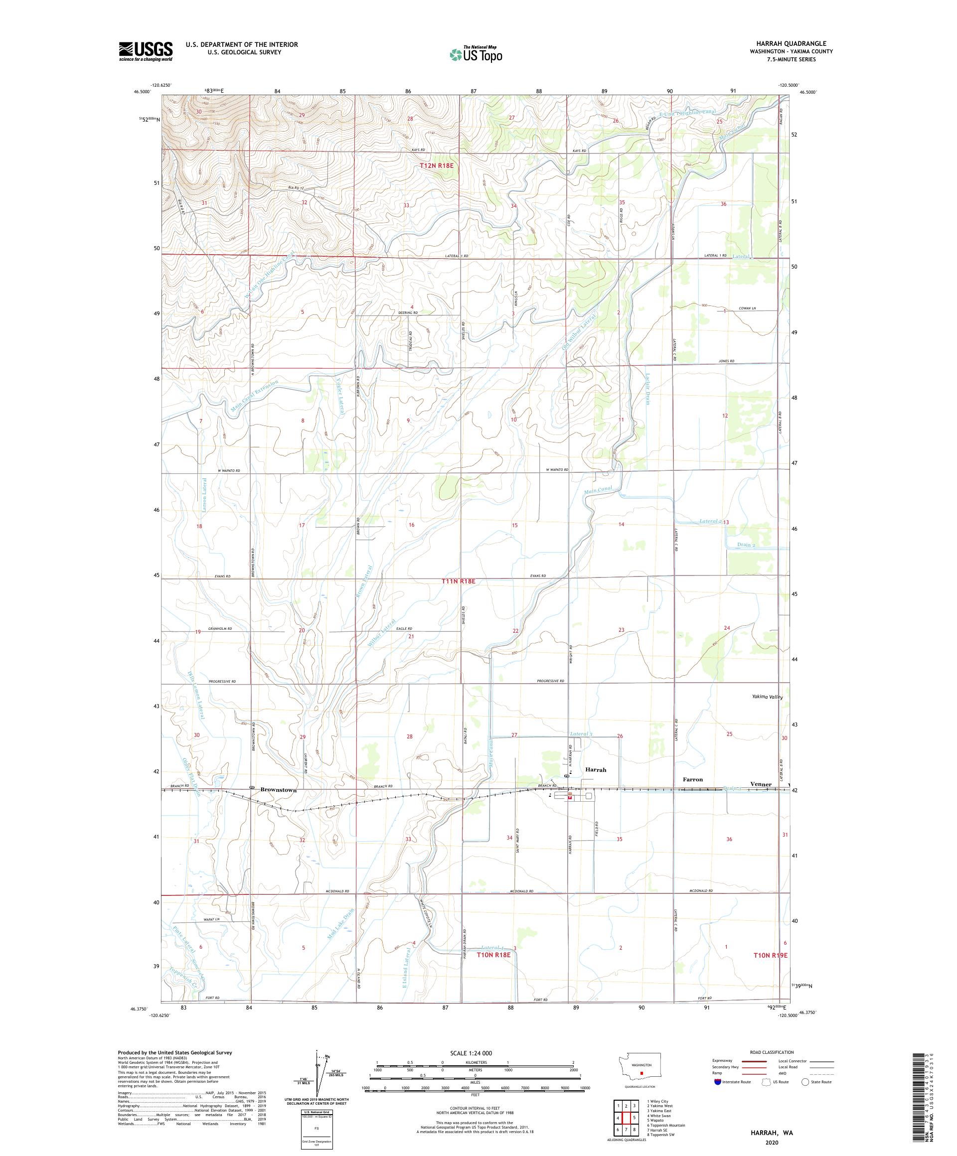 Harrah Washington US Topo Map – MyTopo Map Store