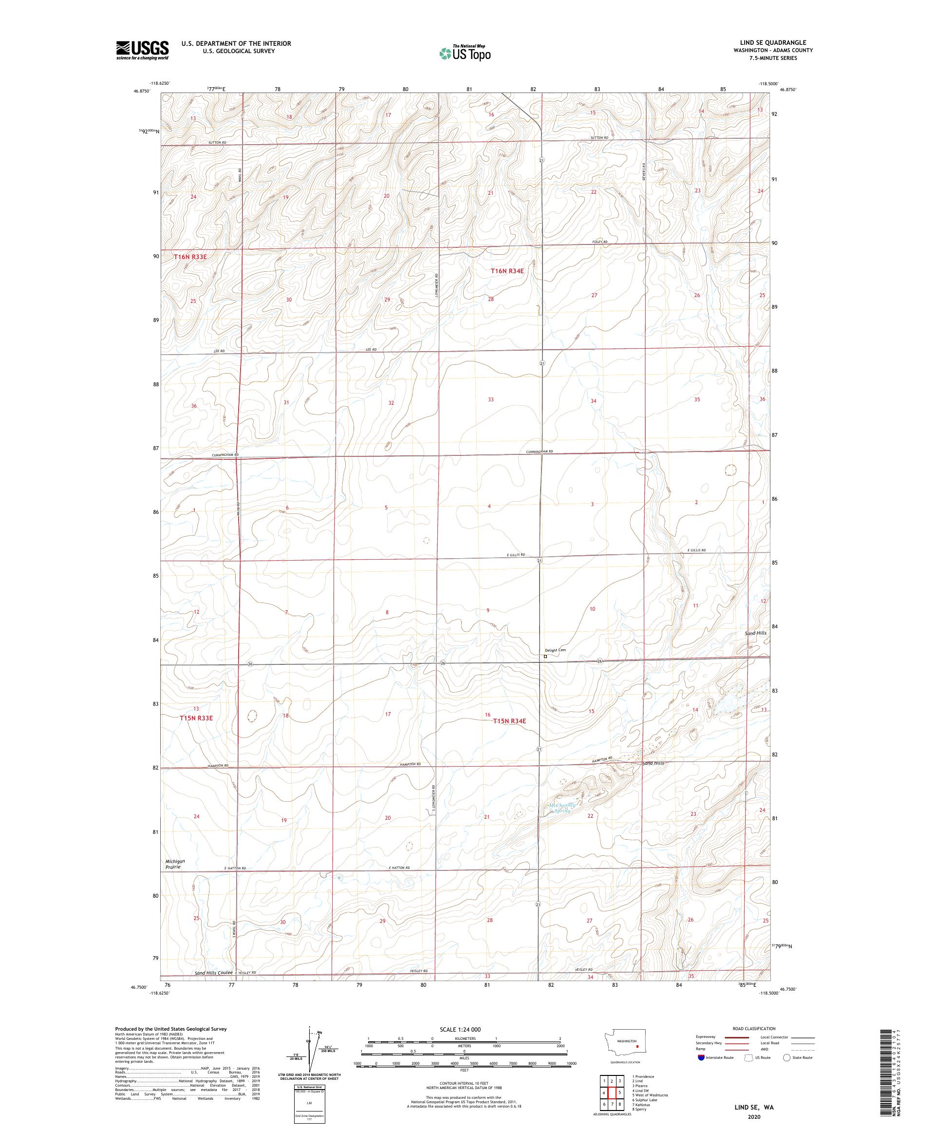 Lind SE Washington US Topo Map – MyTopo Map Store