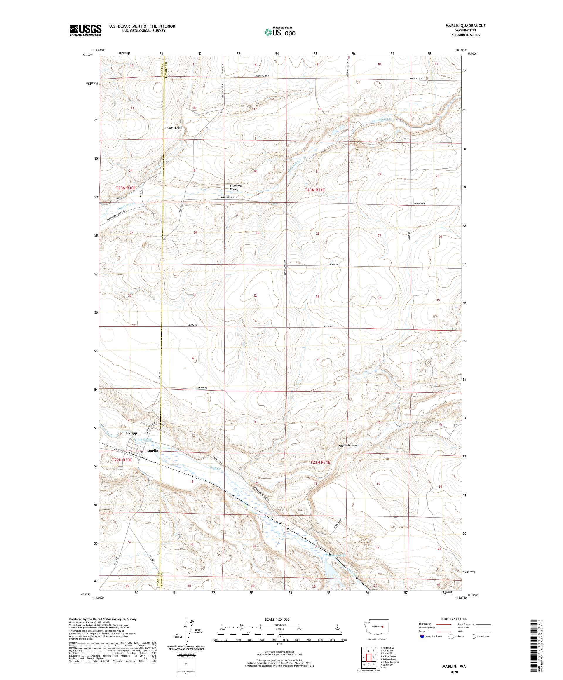 Marlin Washington US Topo Map – MyTopo Map Store