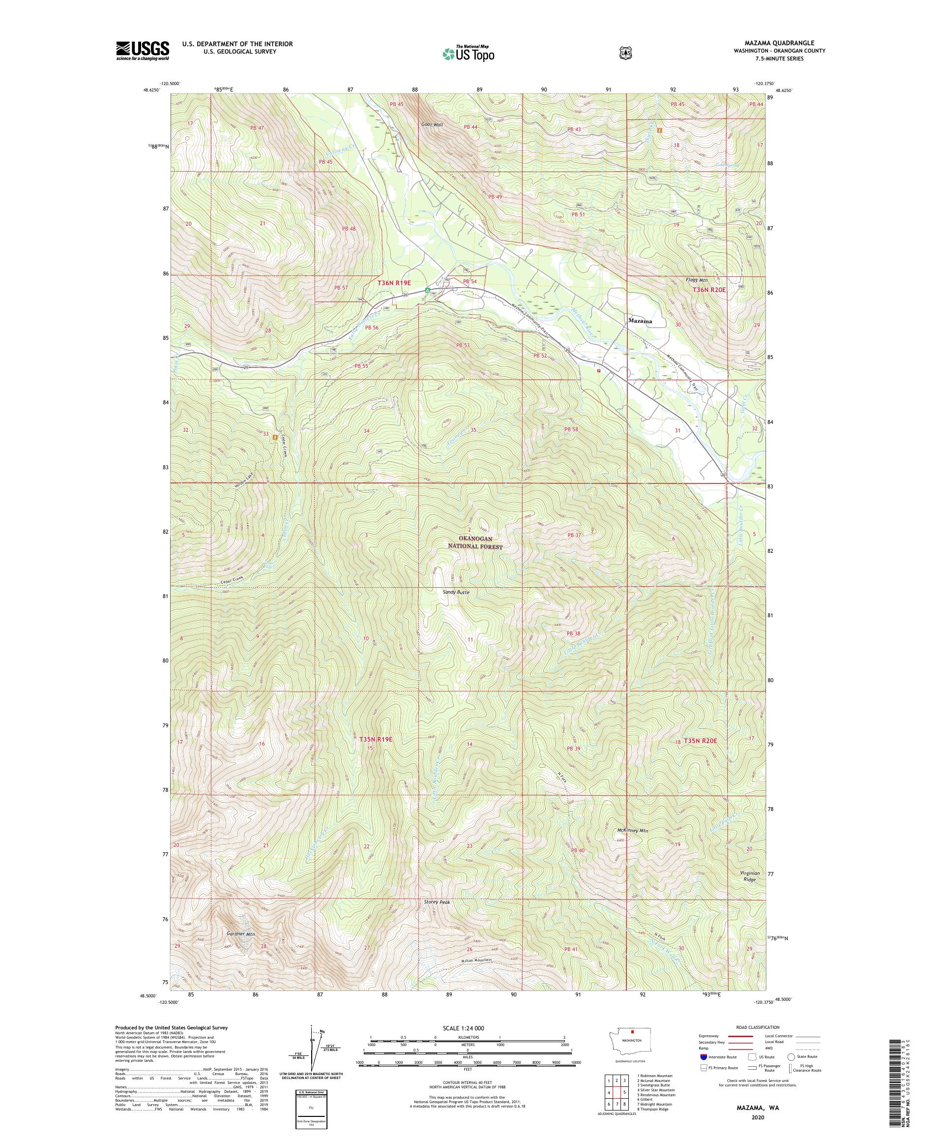 Mazama Washington US Topo Map – MyTopo Map Store