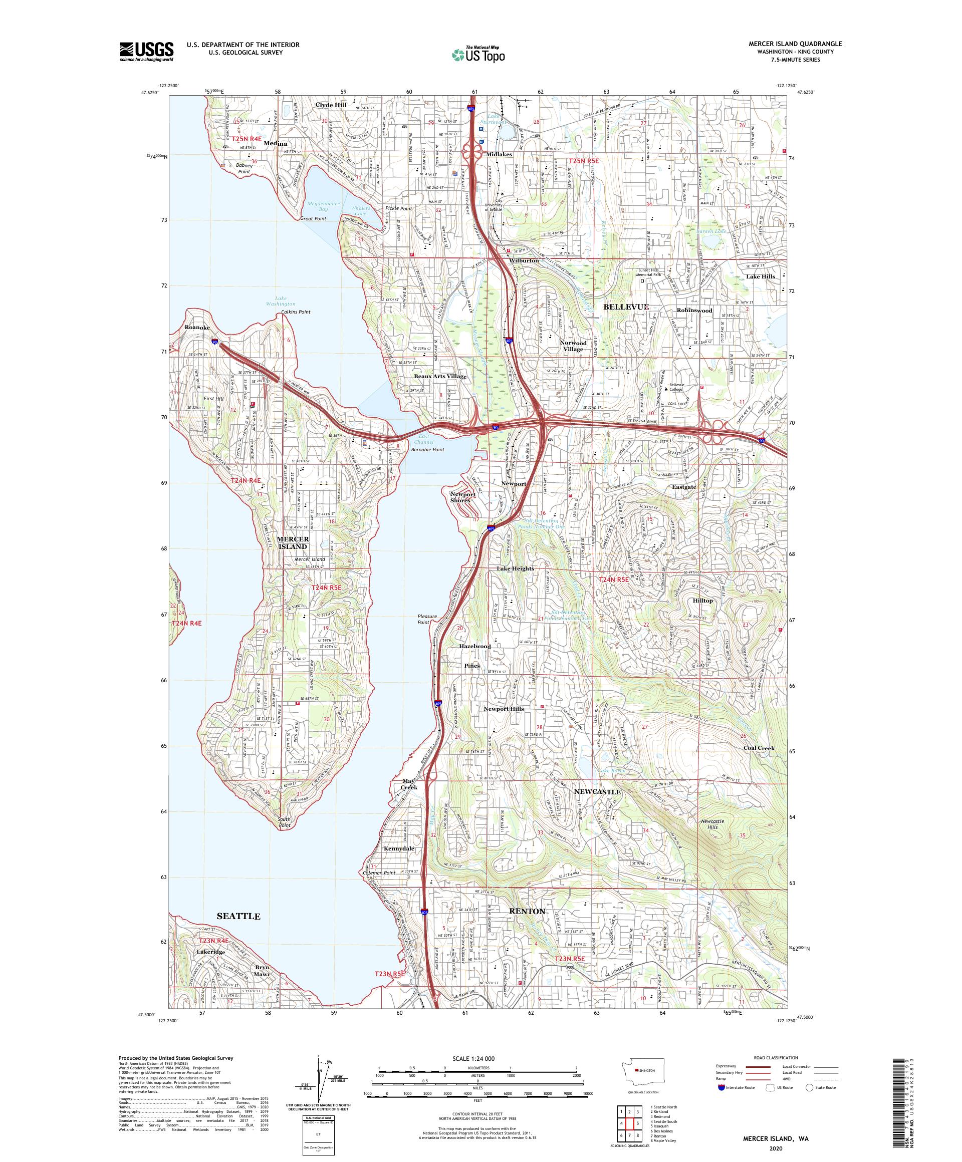 Mercer Island Washington US Topo Map – MyTopo Map Store