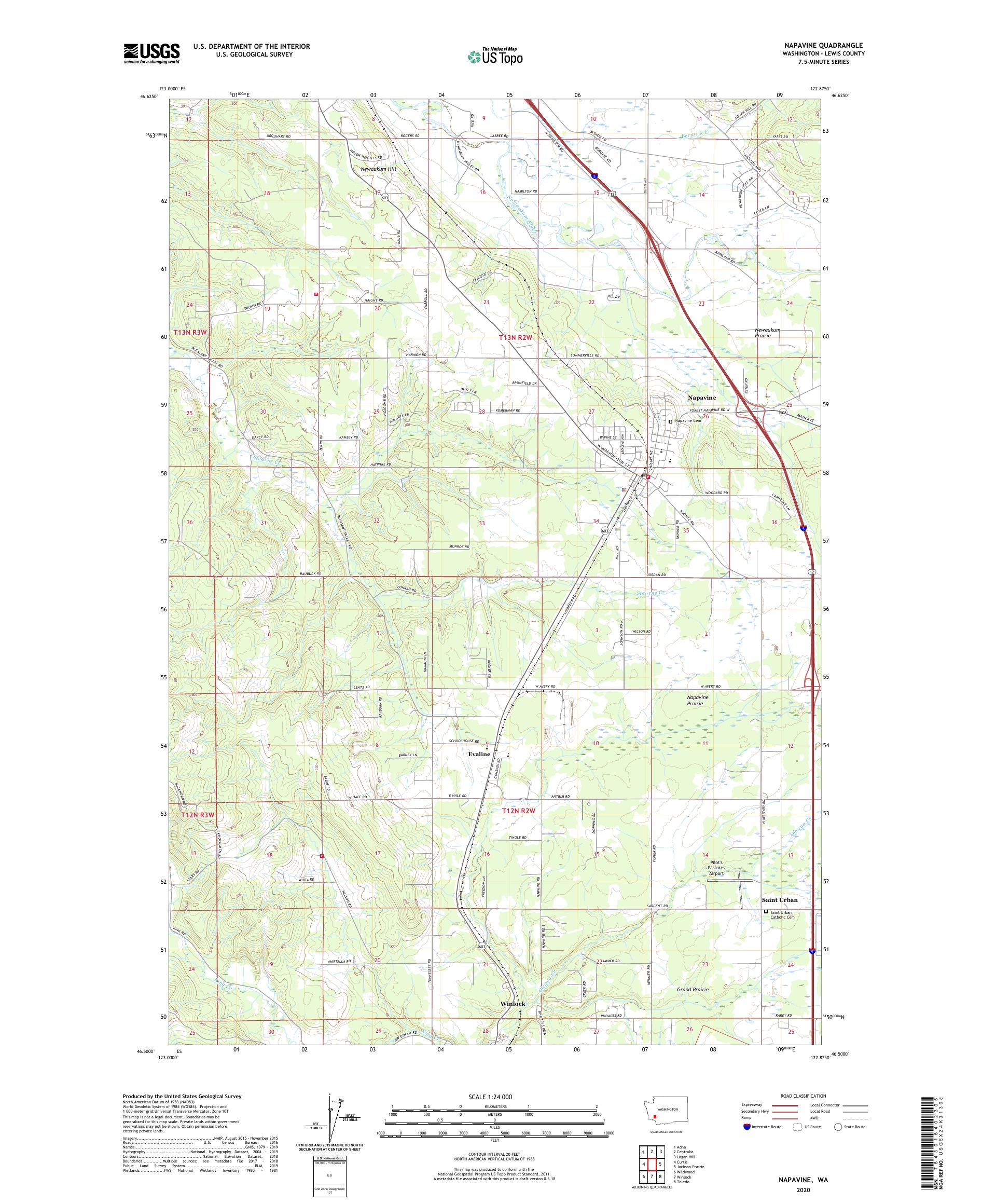 Napavine Washington US Topo Map – MyTopo Map Store