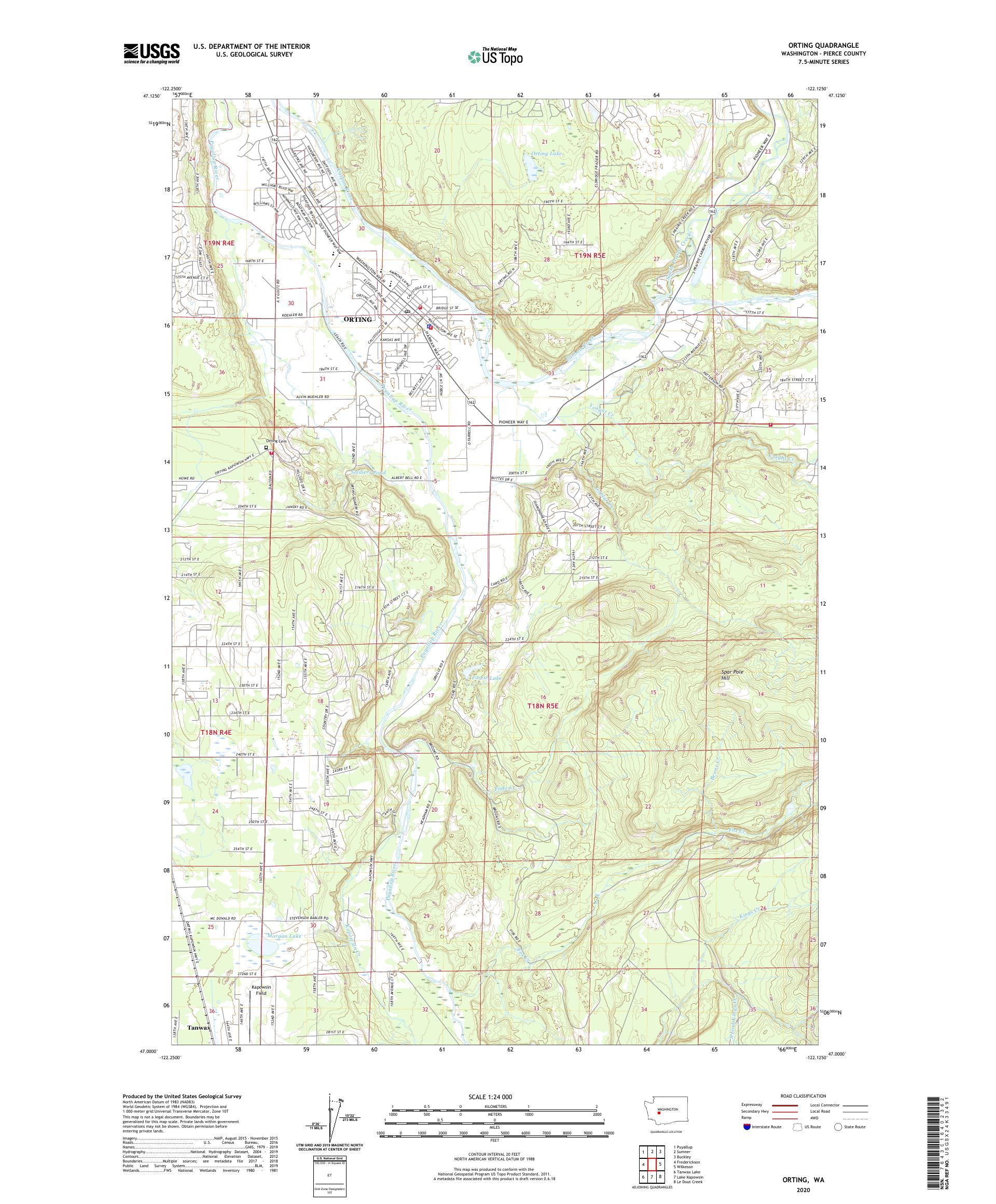Orting Washington US Topo Map – MyTopo Map Store
