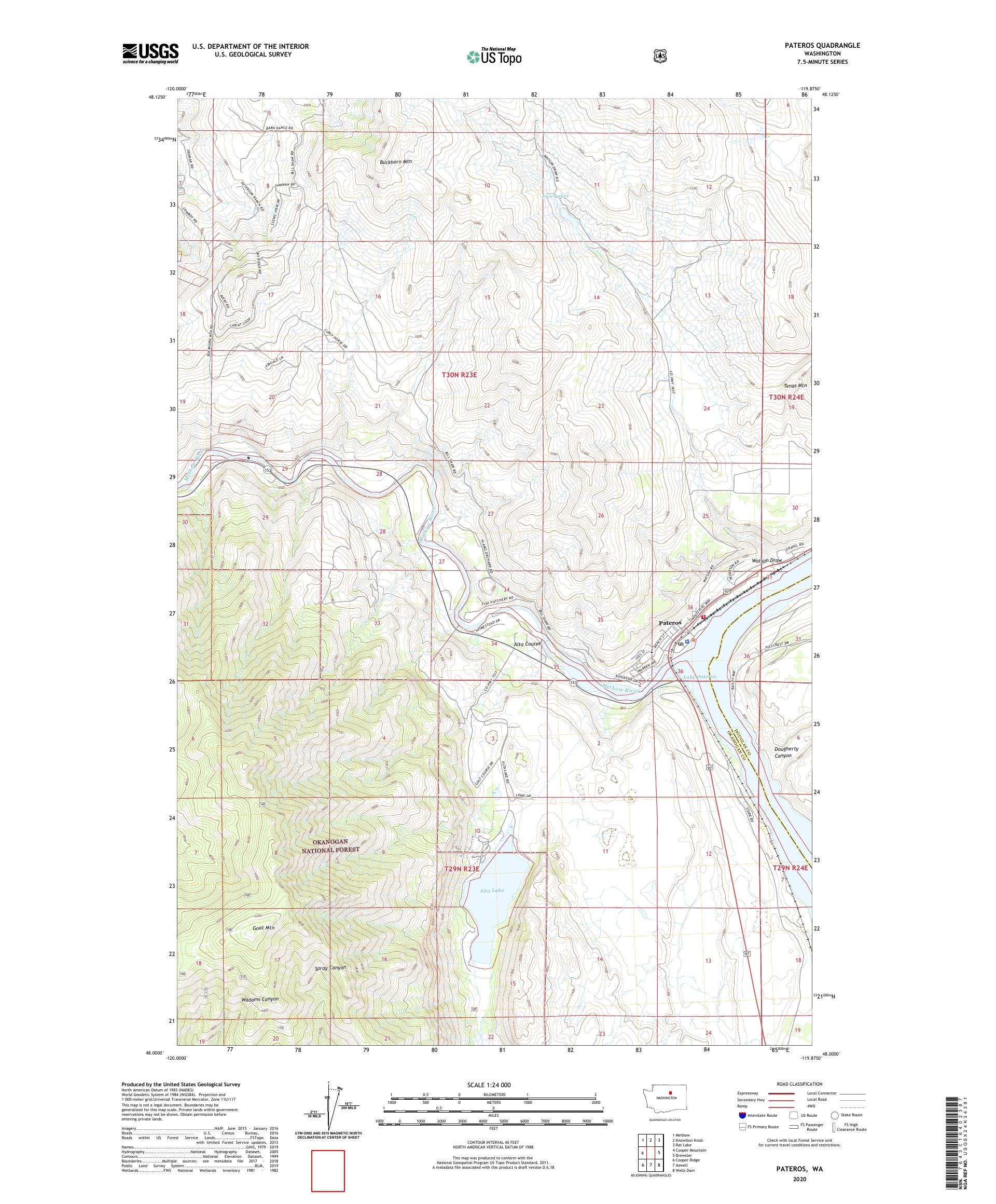 Pateros Washington US Topo Map – MyTopo Map Store