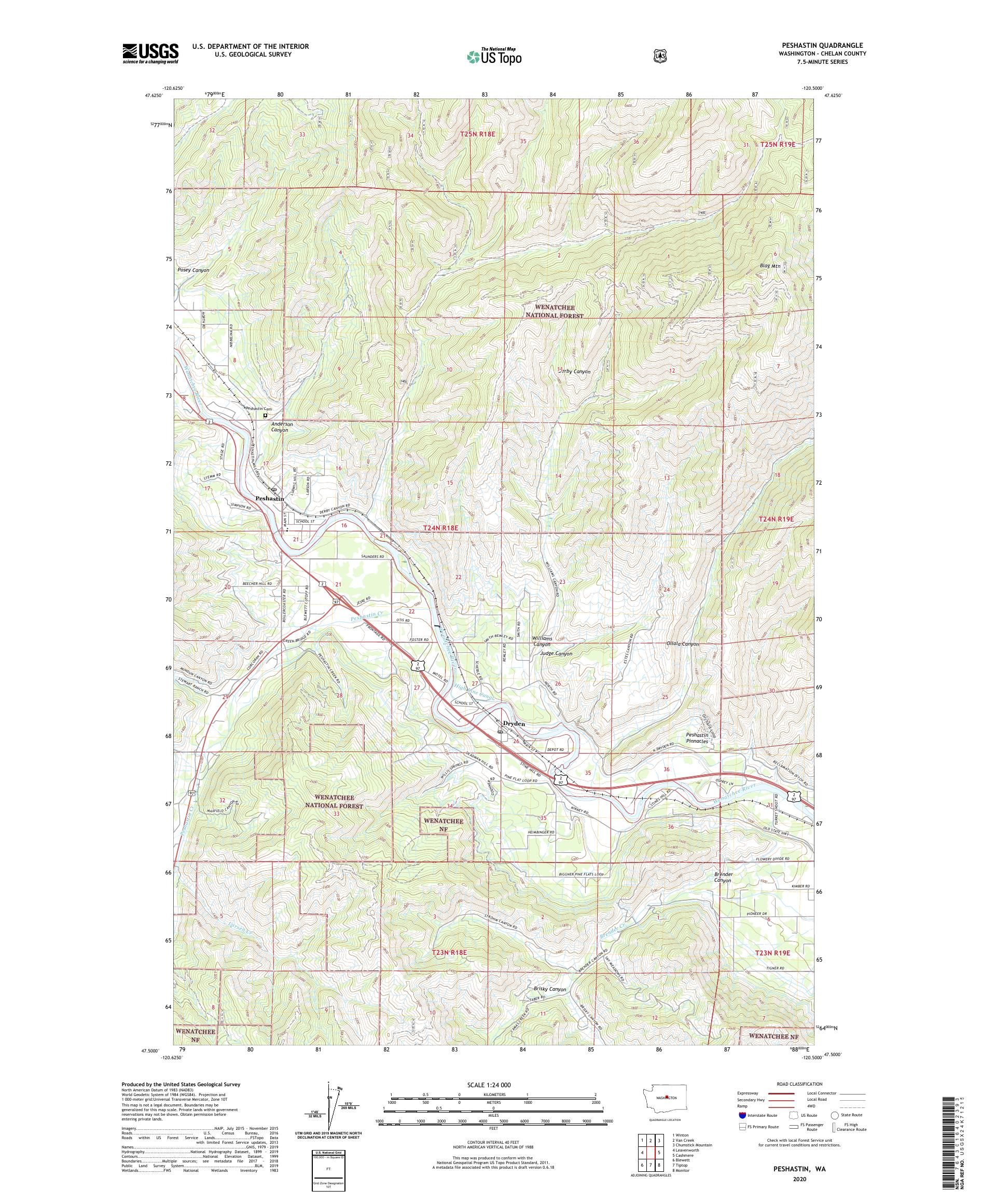 Peshastin Washington US Topo Map – MyTopo Map Store