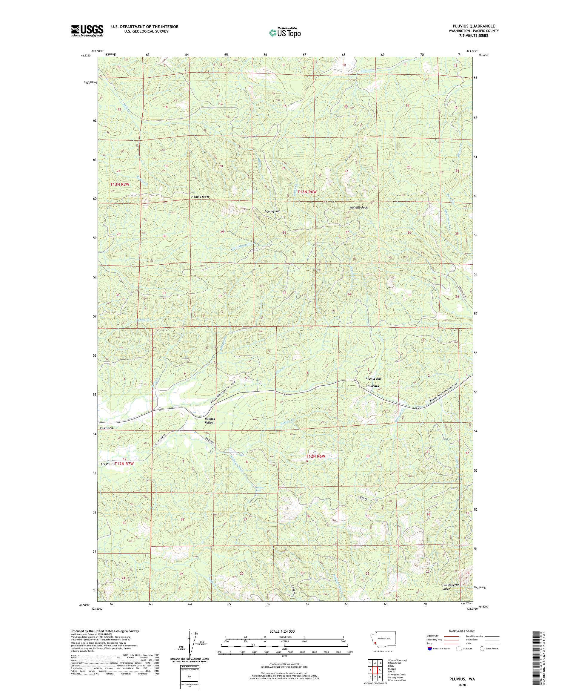Pluvius Washington US Topo Map – MyTopo Map Store