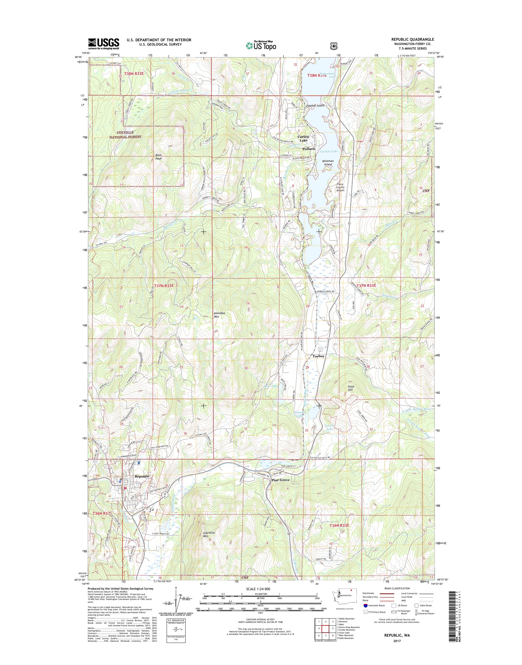 Republic Washington US Topo Map – MyTopo Map Store