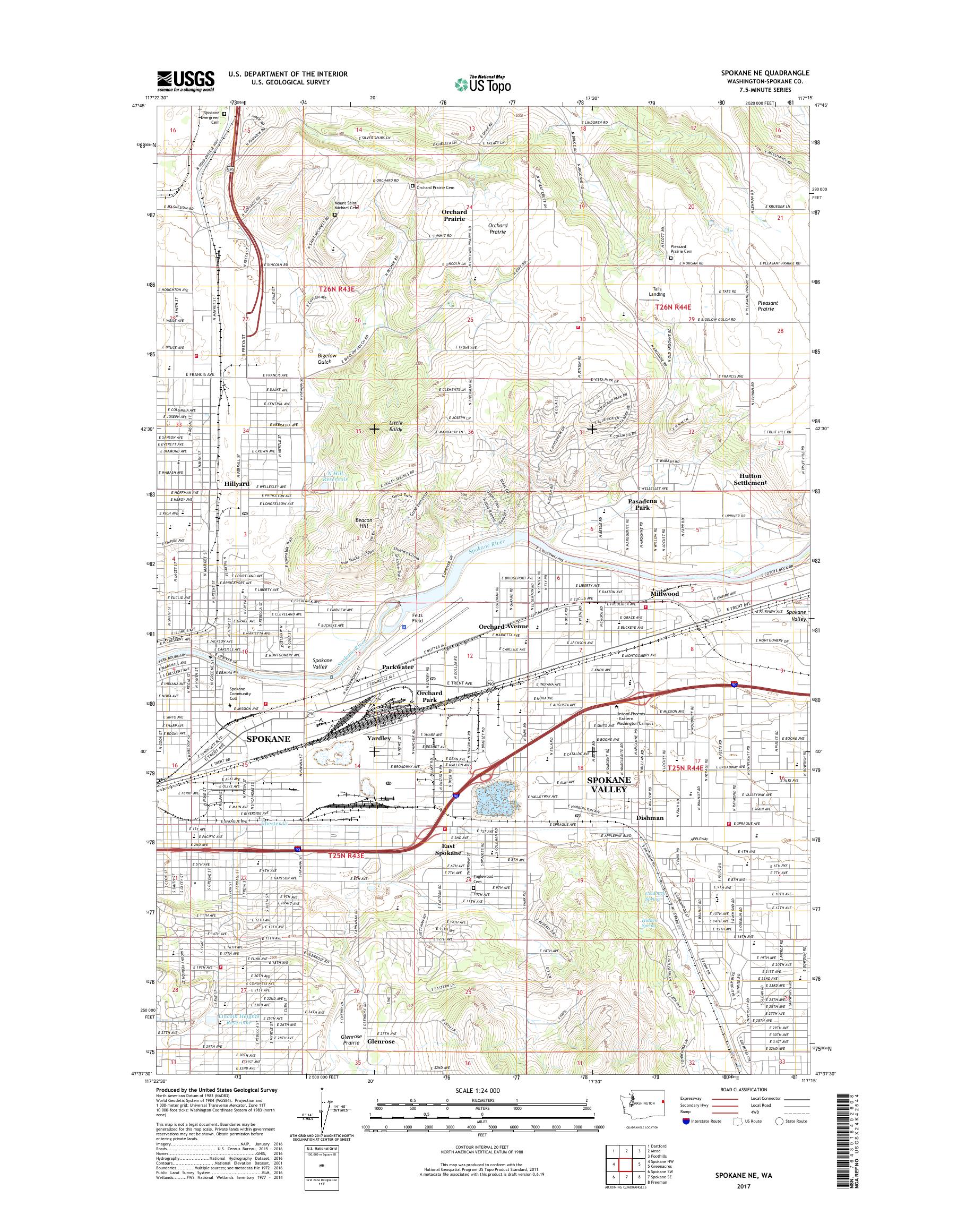 Spokane NE Washington US Topo Map – MyTopo Map Store