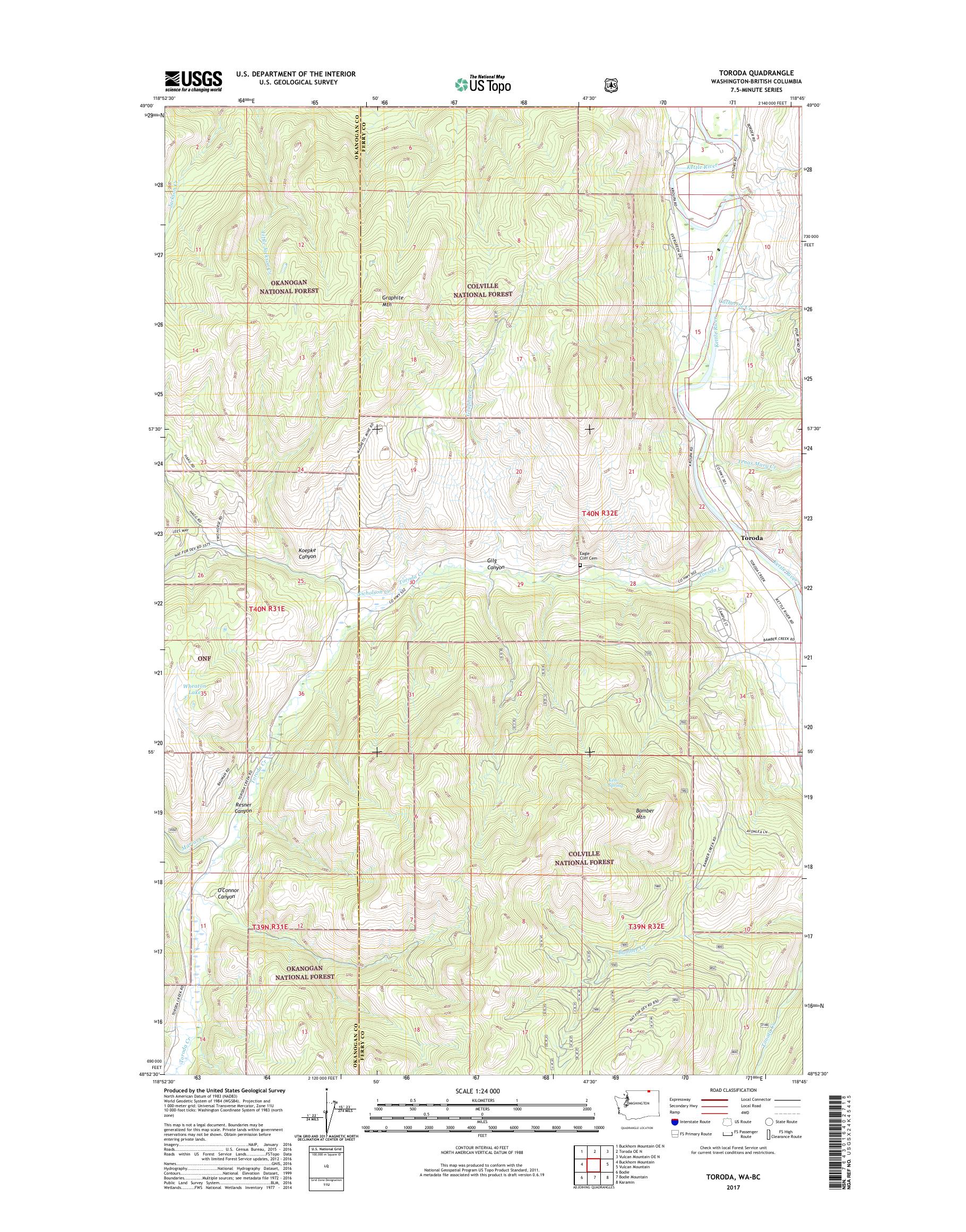 Toroda Washington US Topo Map – MyTopo Map Store