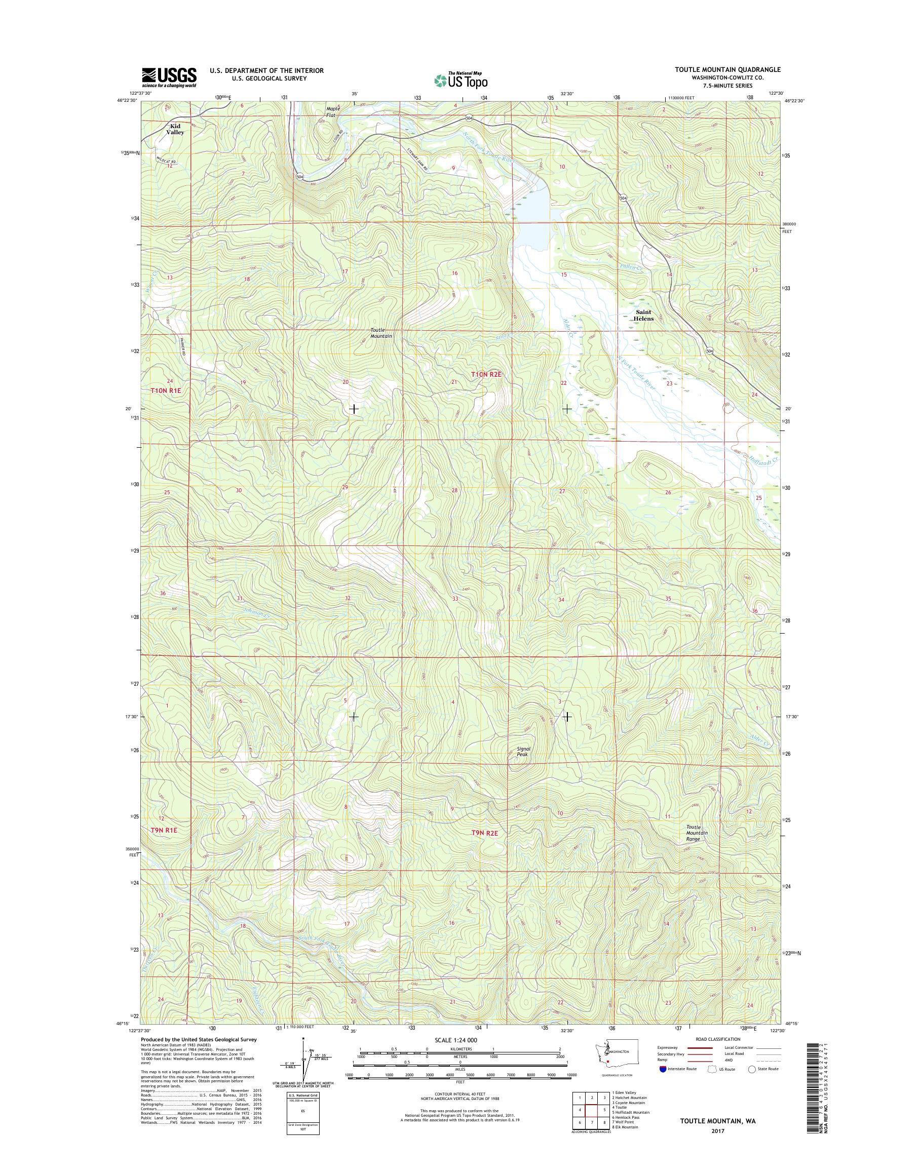 Toutle Mountain Washington US Topo Map – MyTopo Map Store
