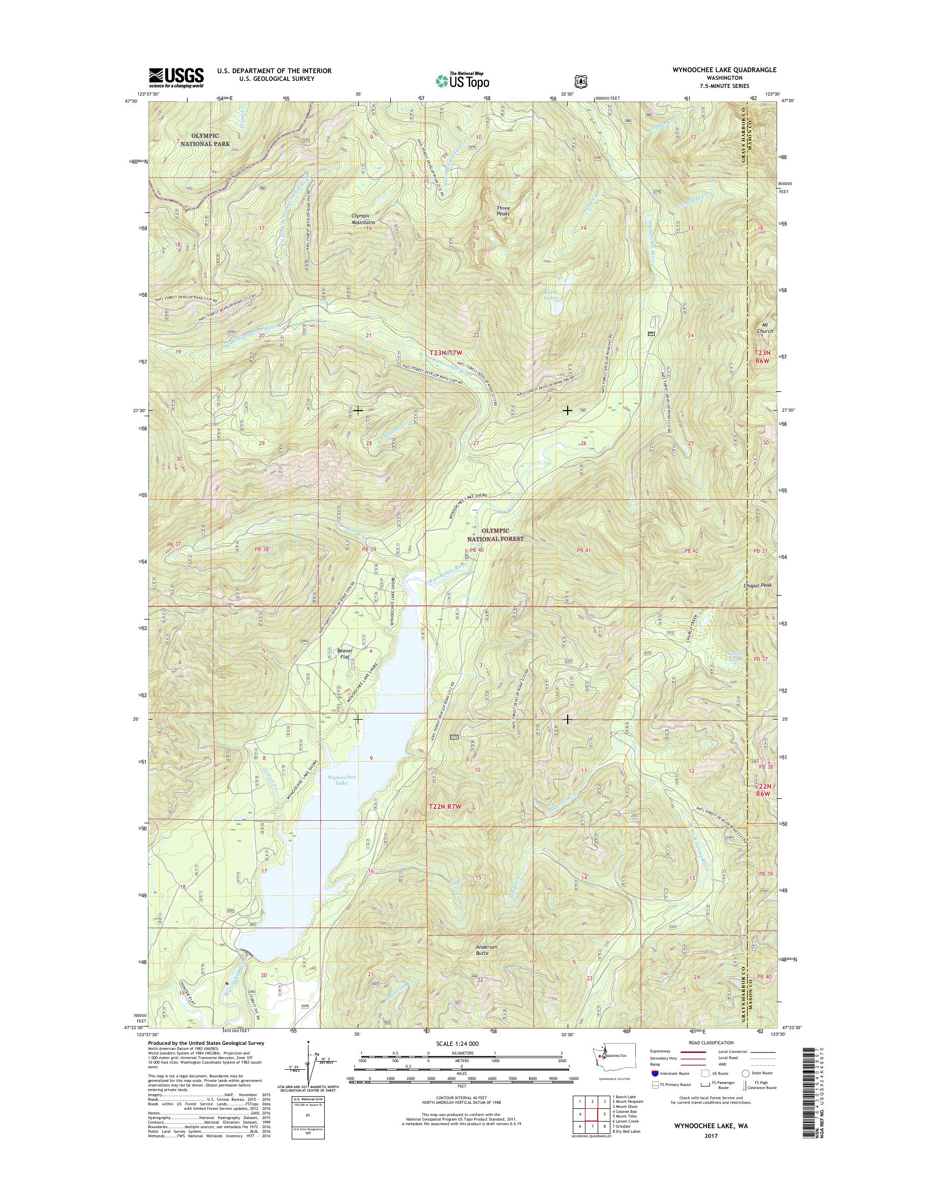Wynoochee Lake Washington US Topo Map – MyTopo Map Store