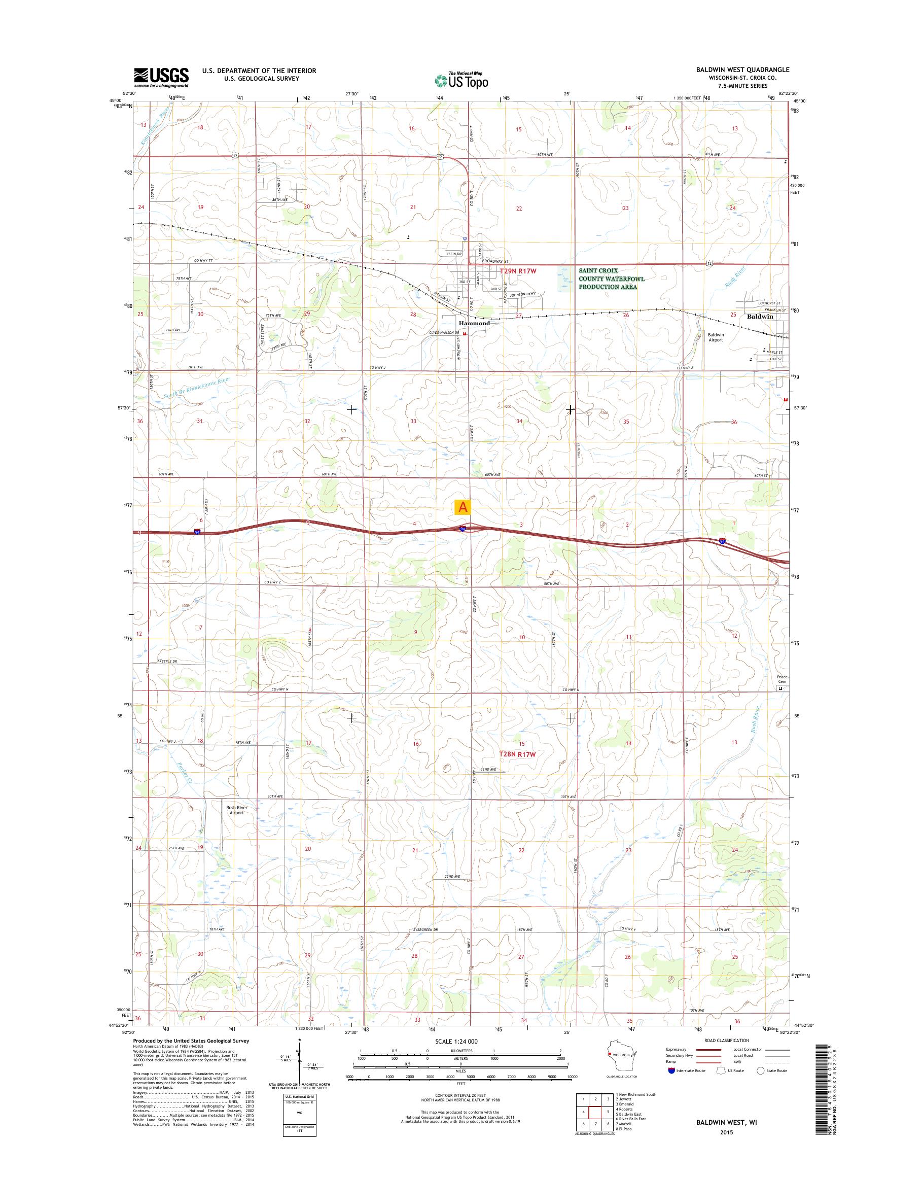 Baldwin West Wisconsin US Topo Map – MyTopo Map Store