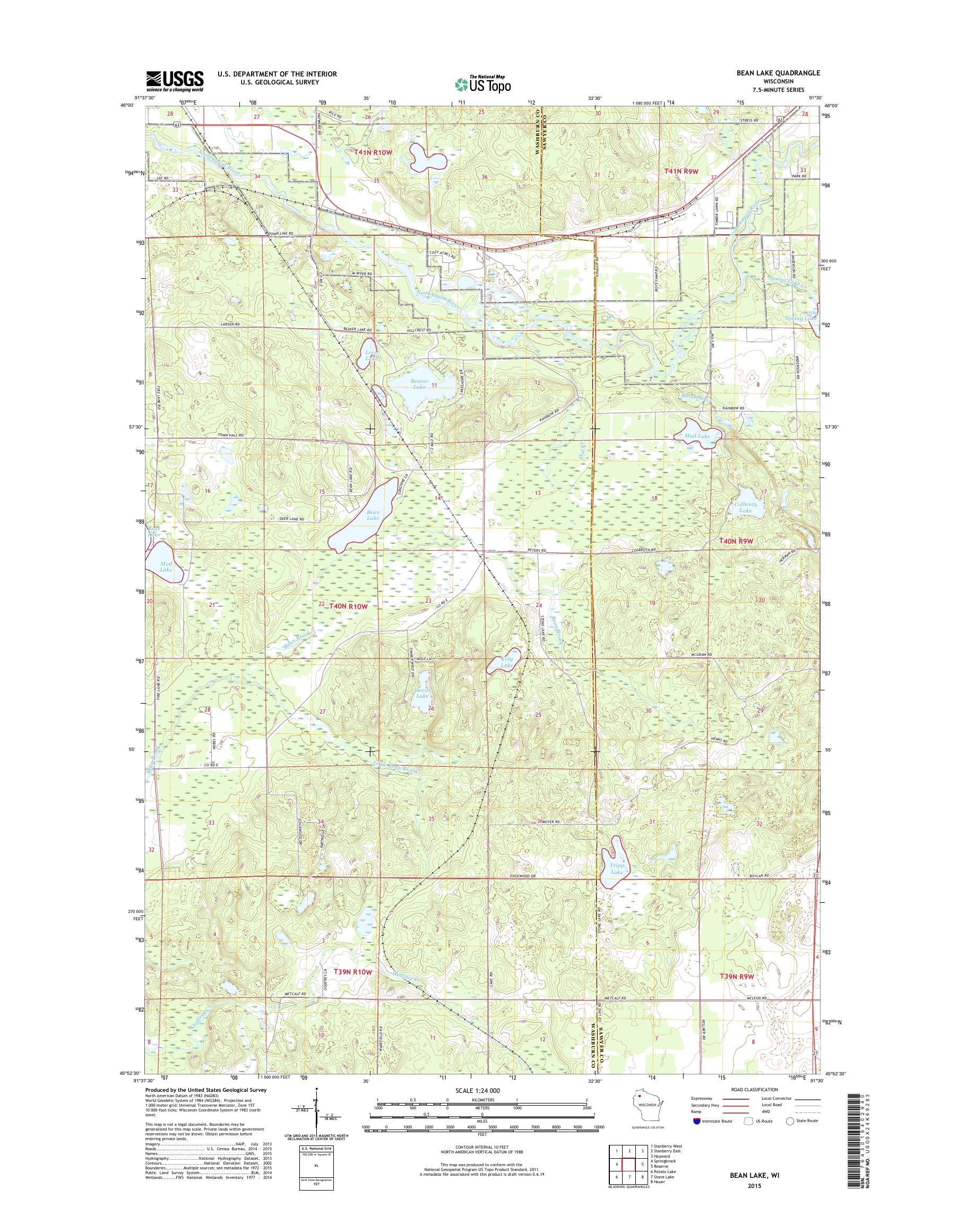 Bean Lake Wisconsin US Topo Map – MyTopo Map Store
