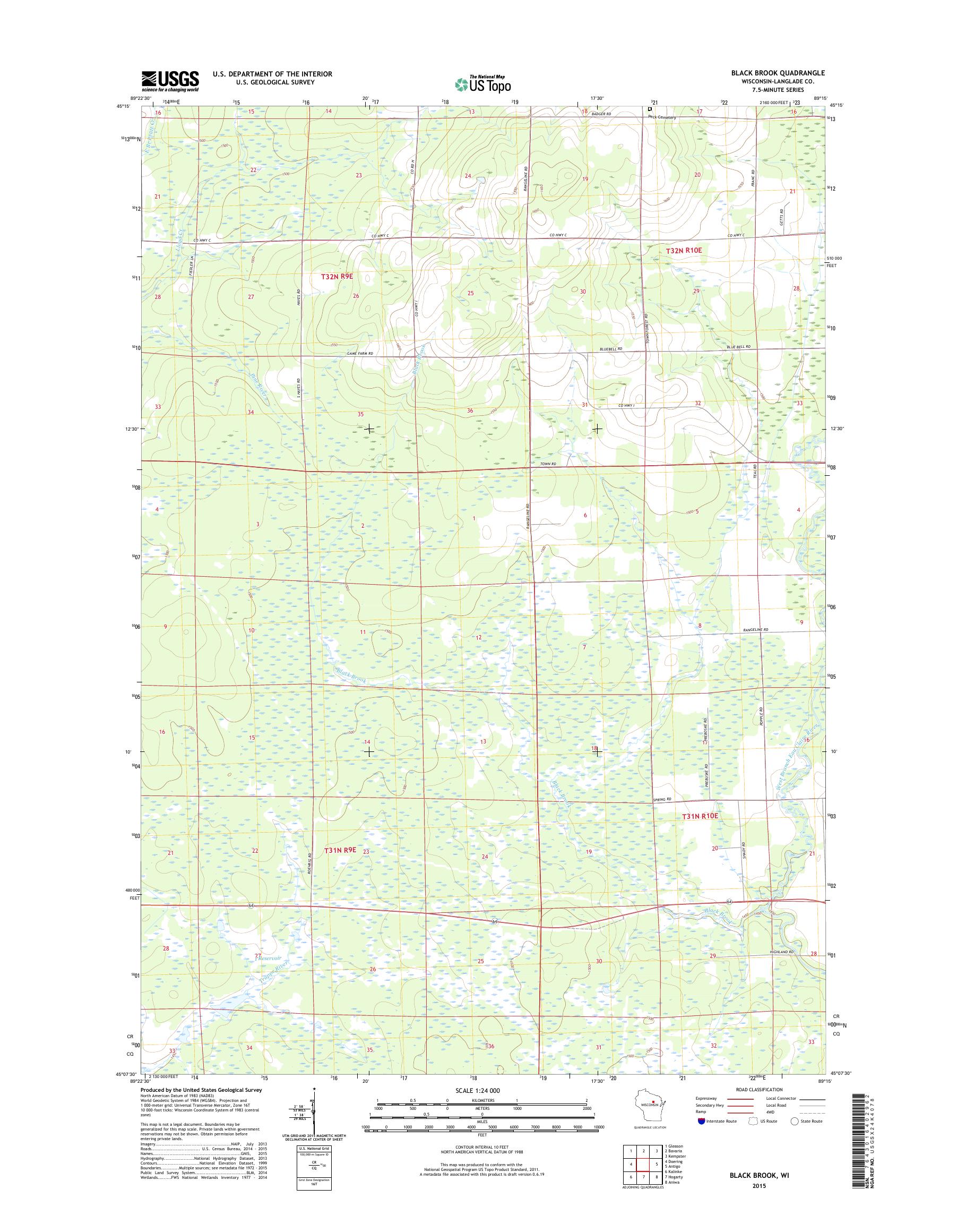 Black Brook Wisconsin US Topo Map – MyTopo Map Store