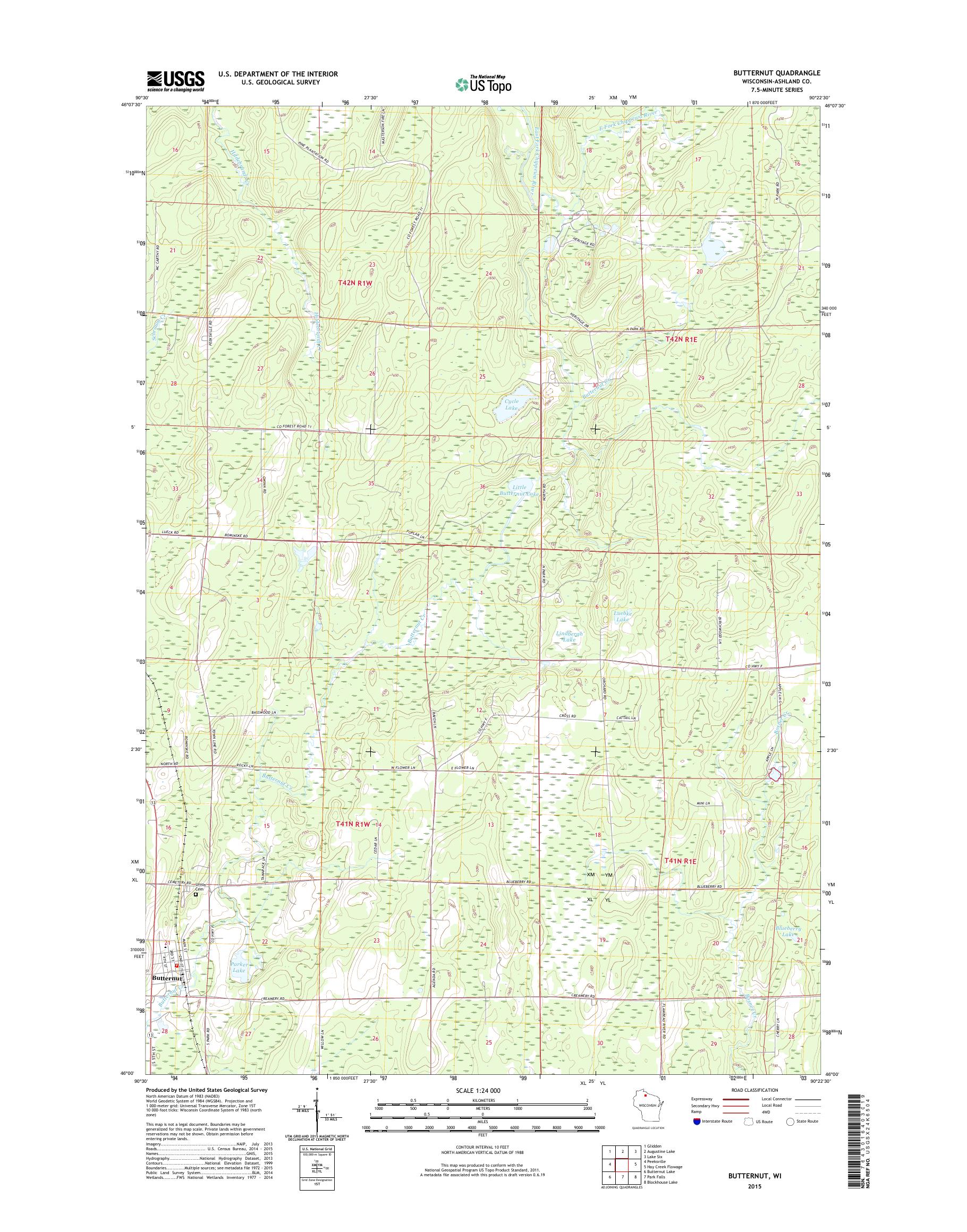 Butternut Wisconsin US Topo Map – MyTopo Map Store