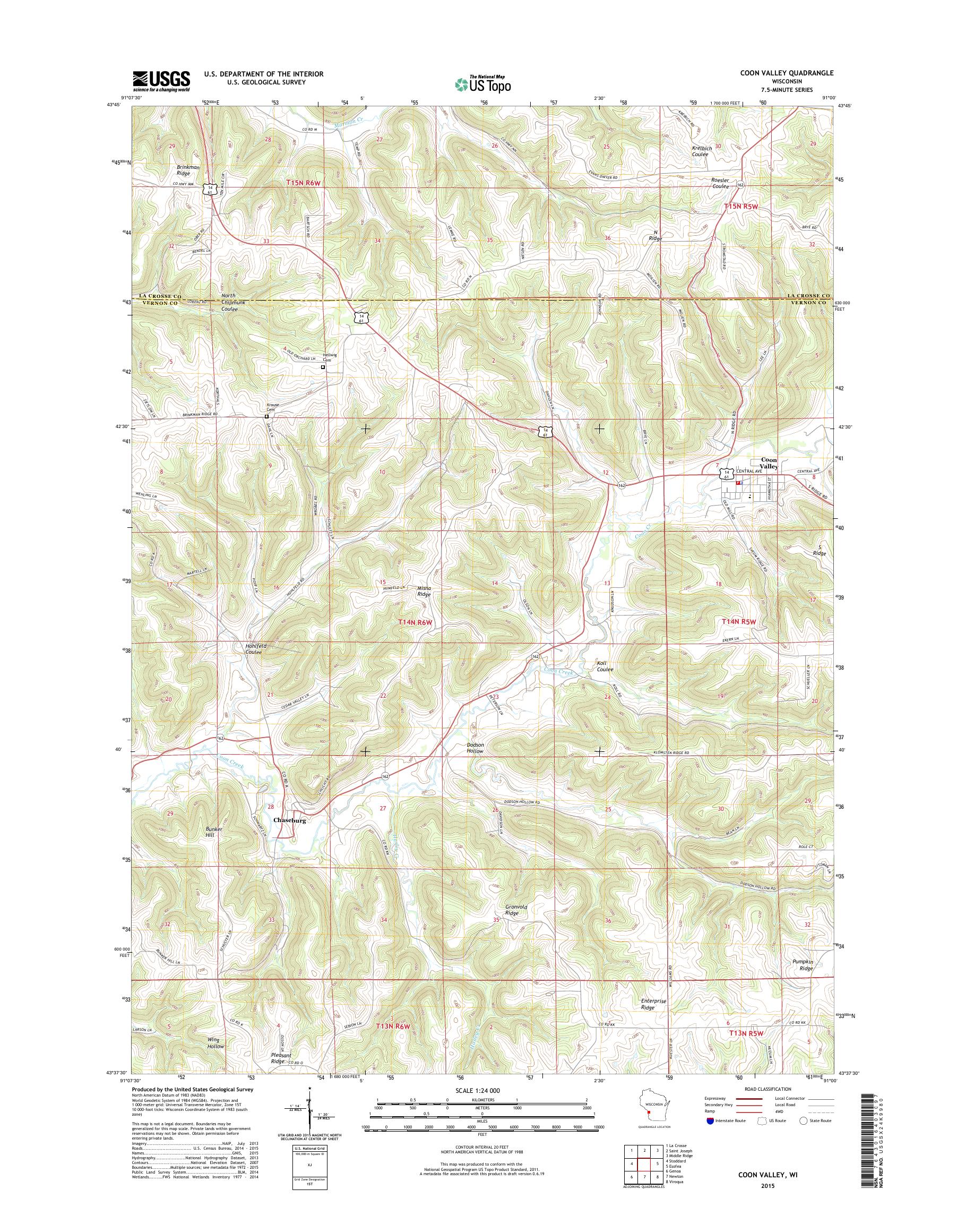 Coon Valley Wisconsin US Topo Map – MyTopo Map Store