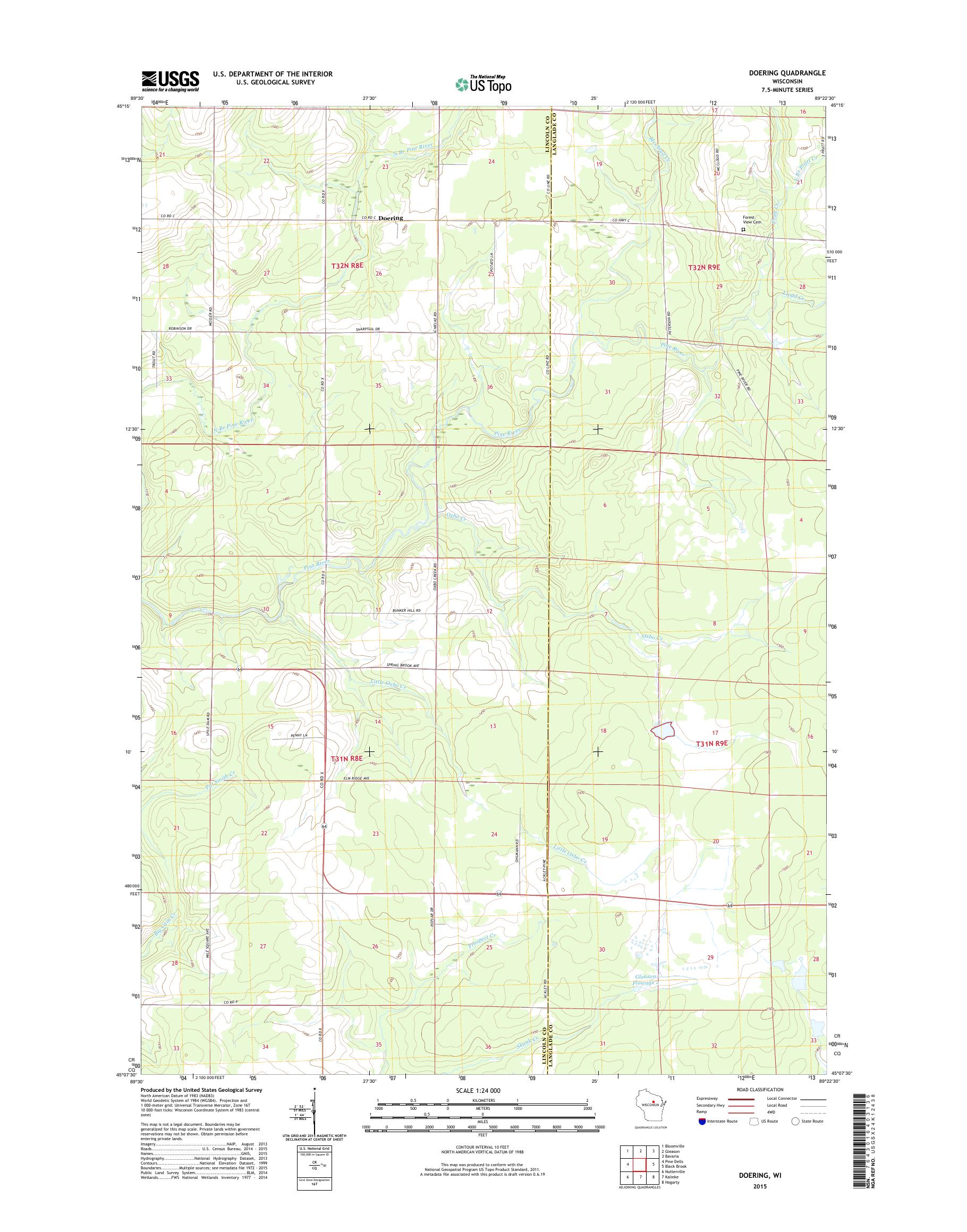 Doering Wisconsin US Topo Map – MyTopo Map Store