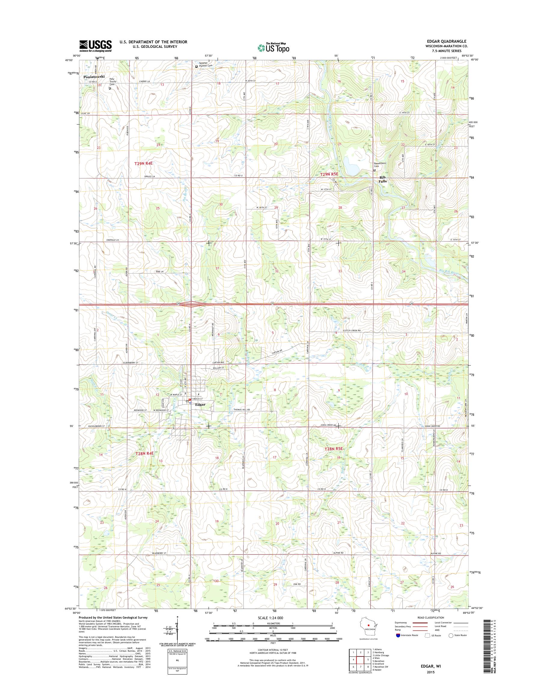 Edgar Wisconsin US Topo Map – MyTopo Map Store