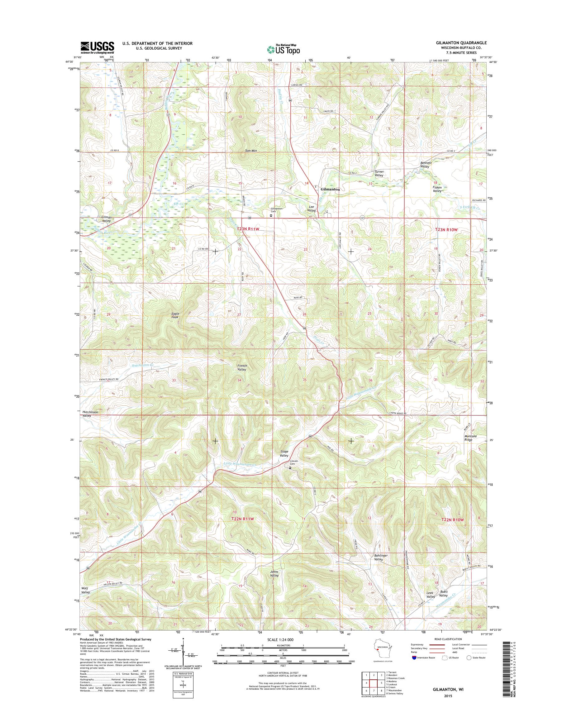 Gilmanton Wisconsin US Topo Map – MyTopo Map Store