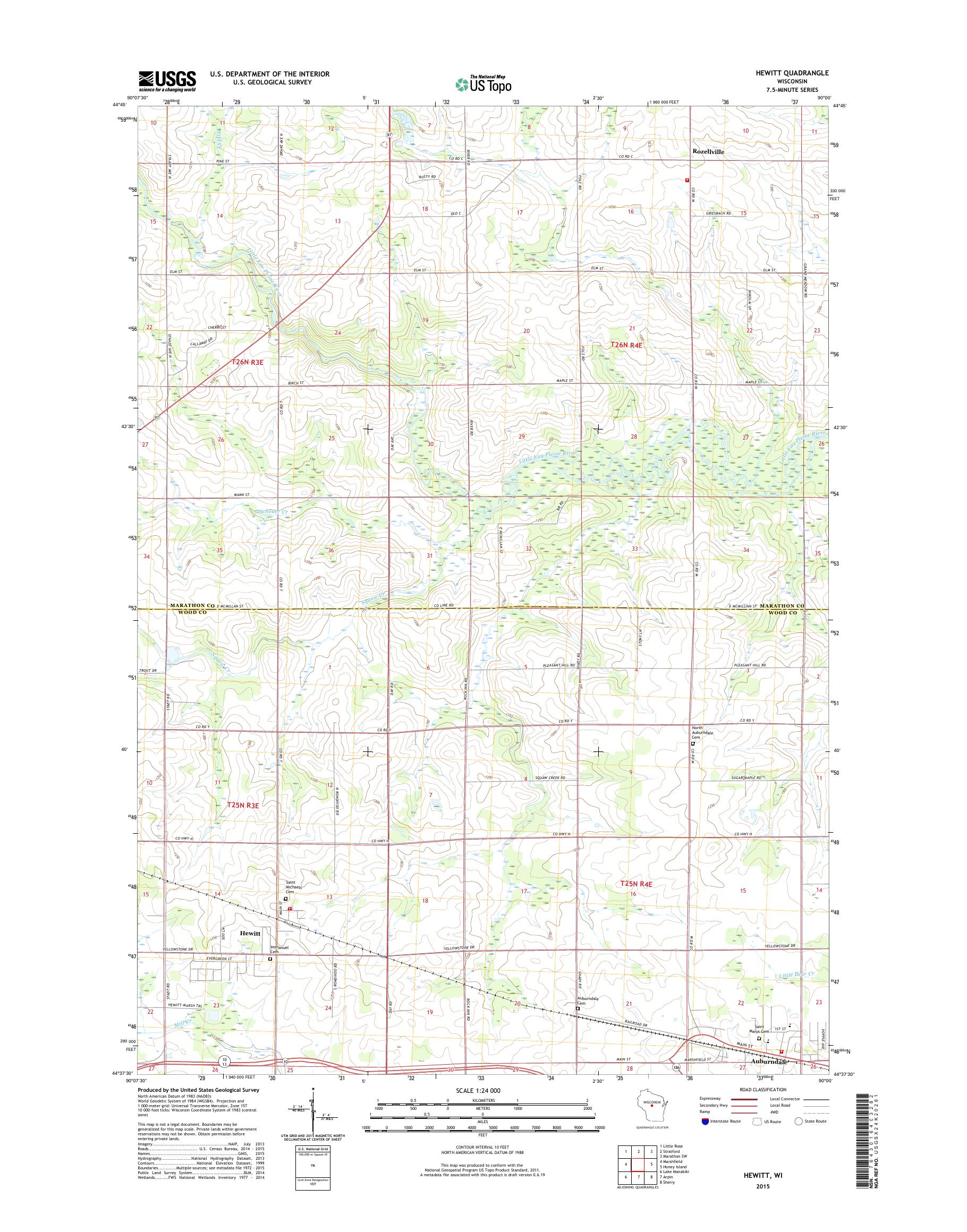 Hewitt Wisconsin US Topo Map – MyTopo Map Store
