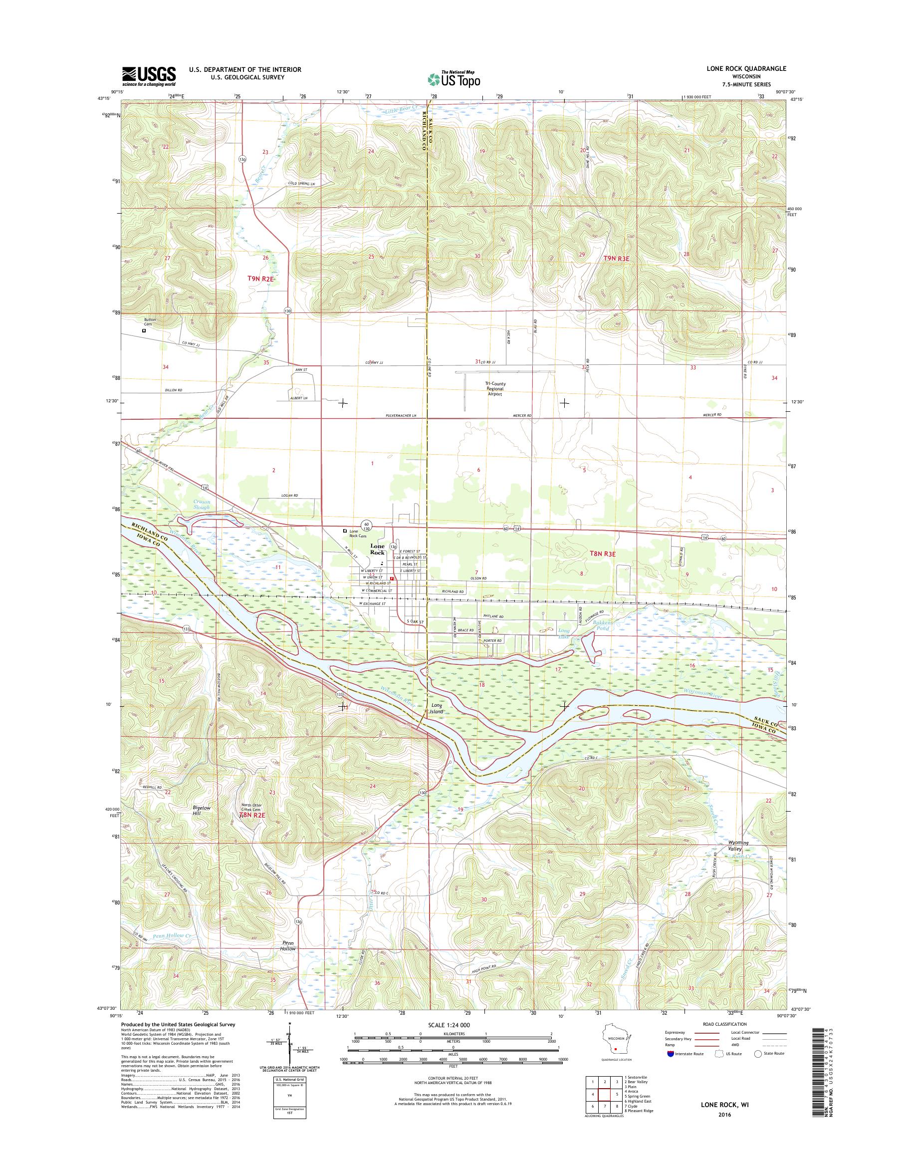 Lone Rock Wisconsin US Topo Map – MyTopo Map Store