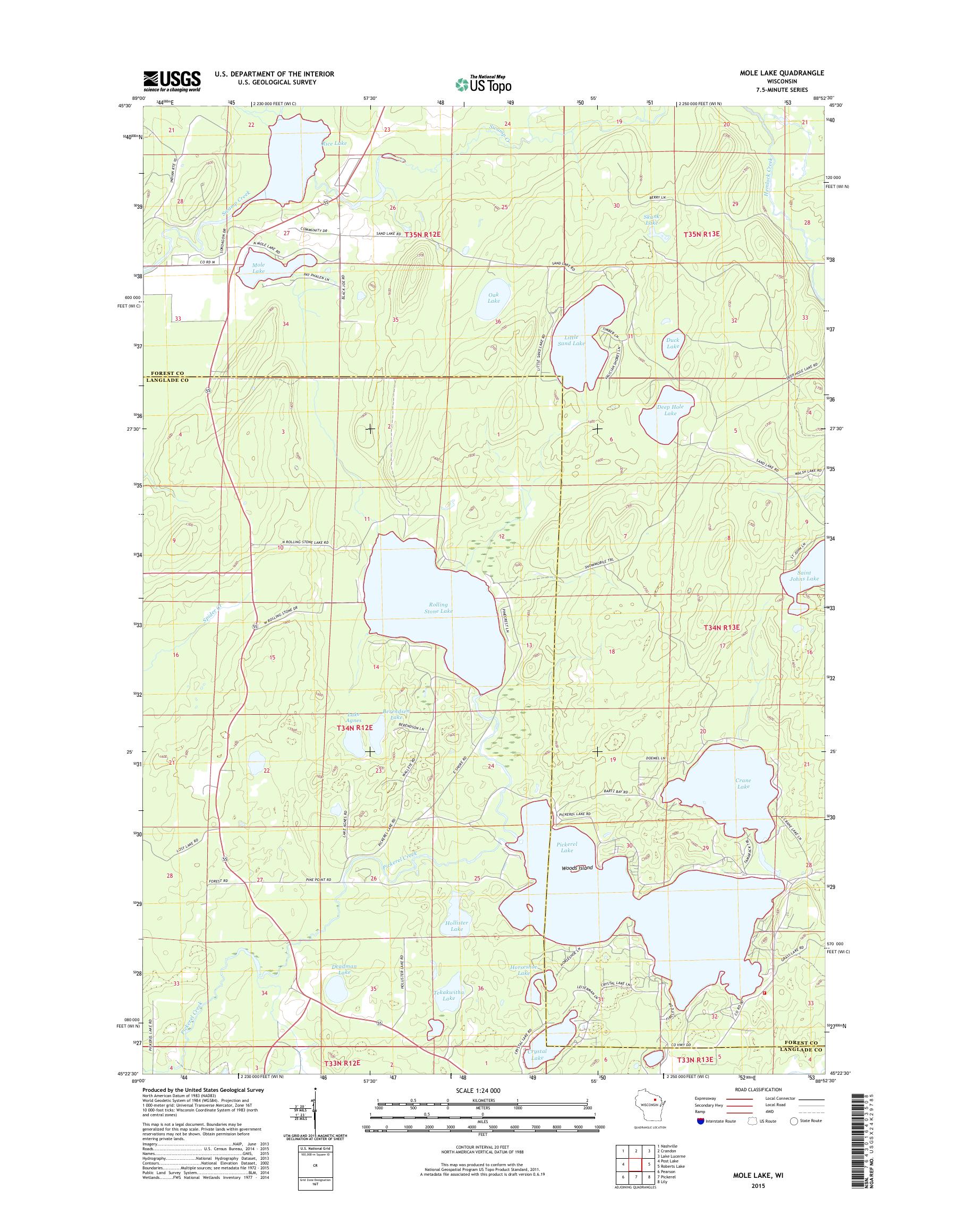Mole Lake Wisconsin US Topo Map – MyTopo Map Store