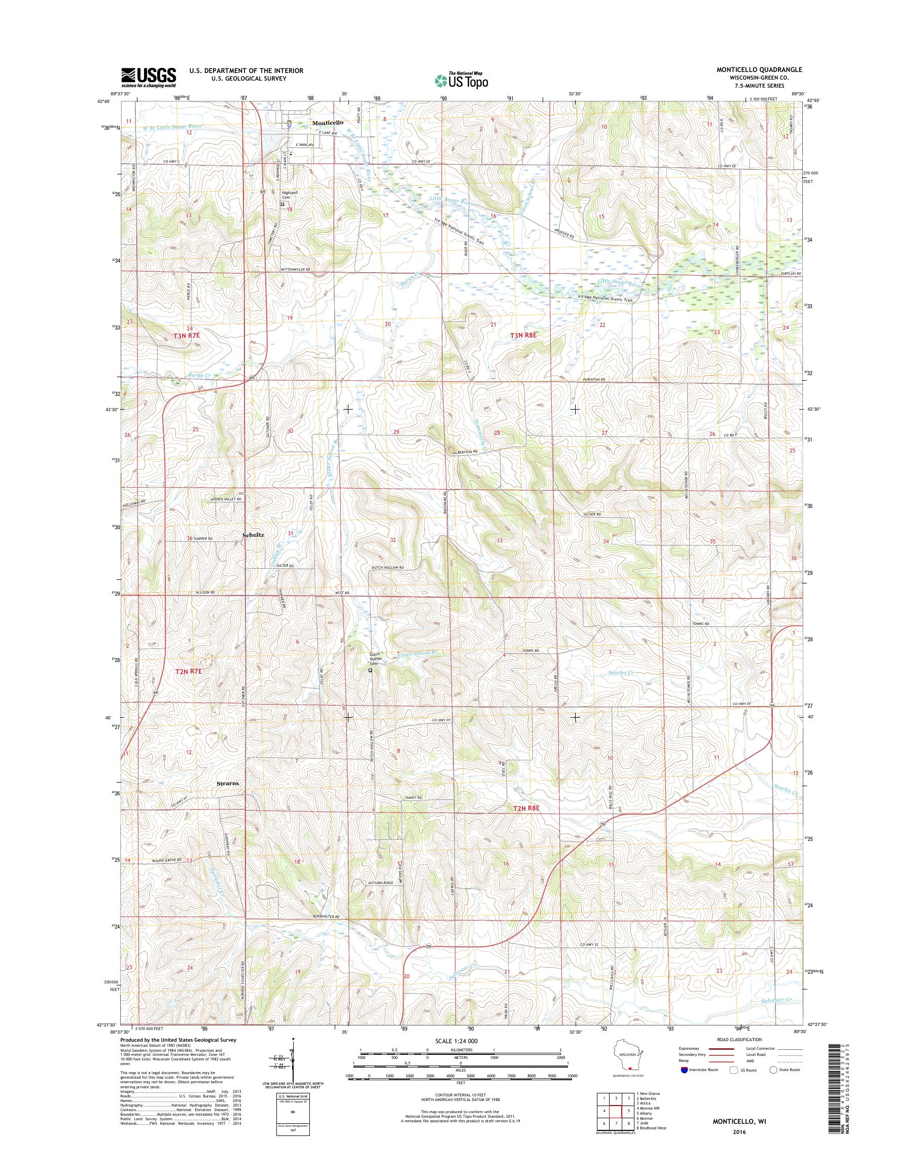 Monticello Wisconsin US Topo Map – MyTopo Map Store