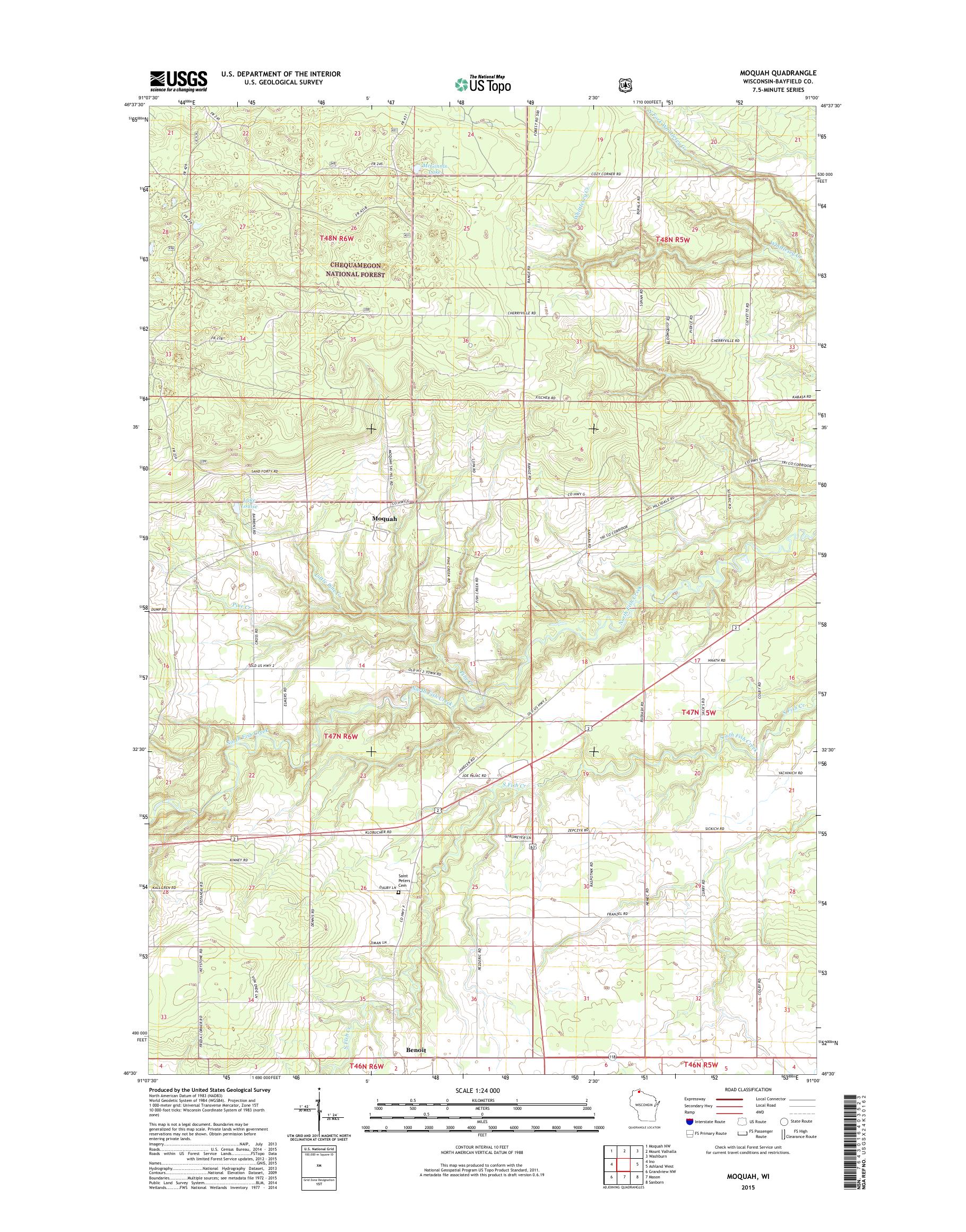 Moquah Wisconsin US Topo Map – MyTopo Map Store