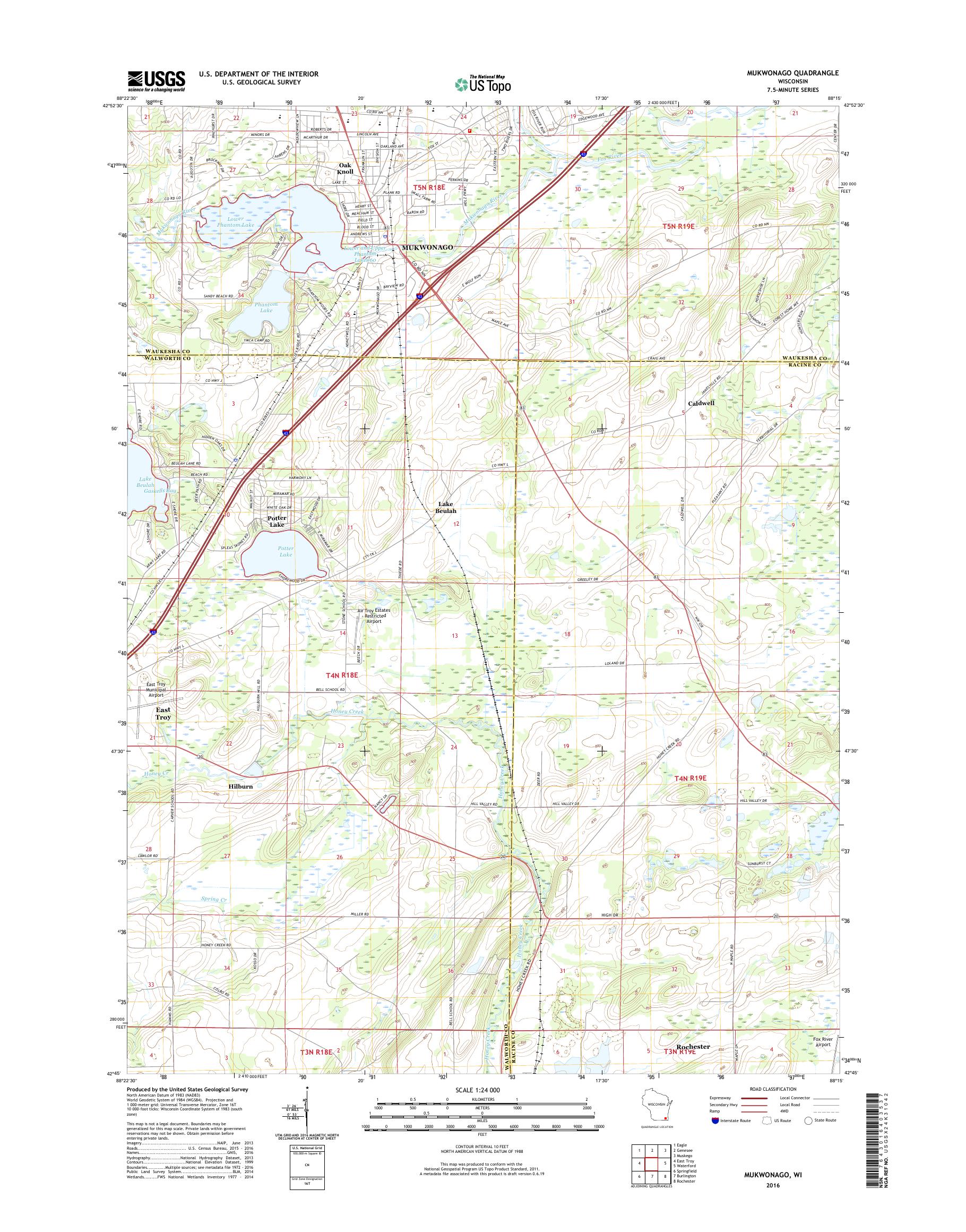 Mukwonago Wisconsin US Topo Map – MyTopo Map Store