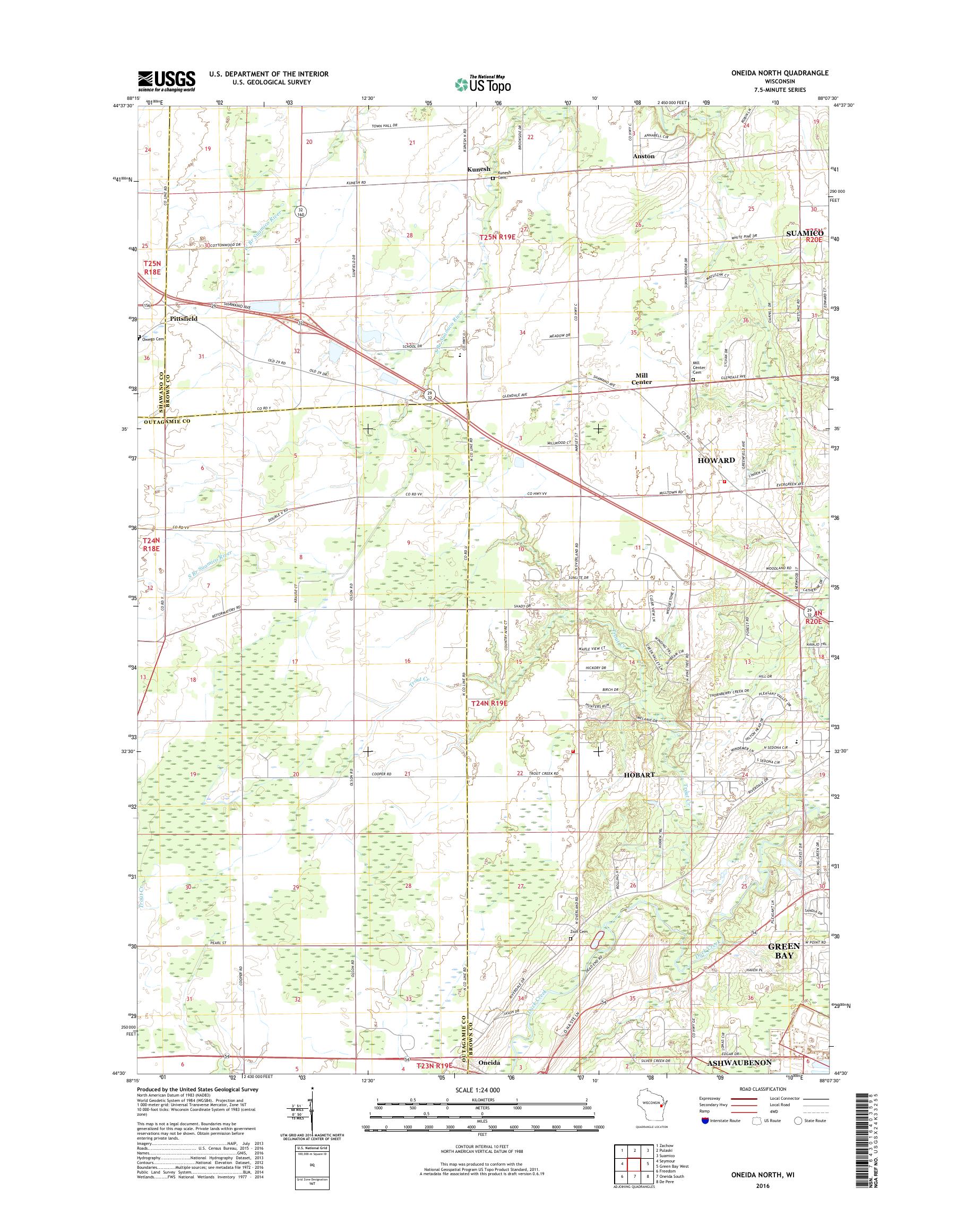 Oneida North Wisconsin US Topo Map – MyTopo Map Store