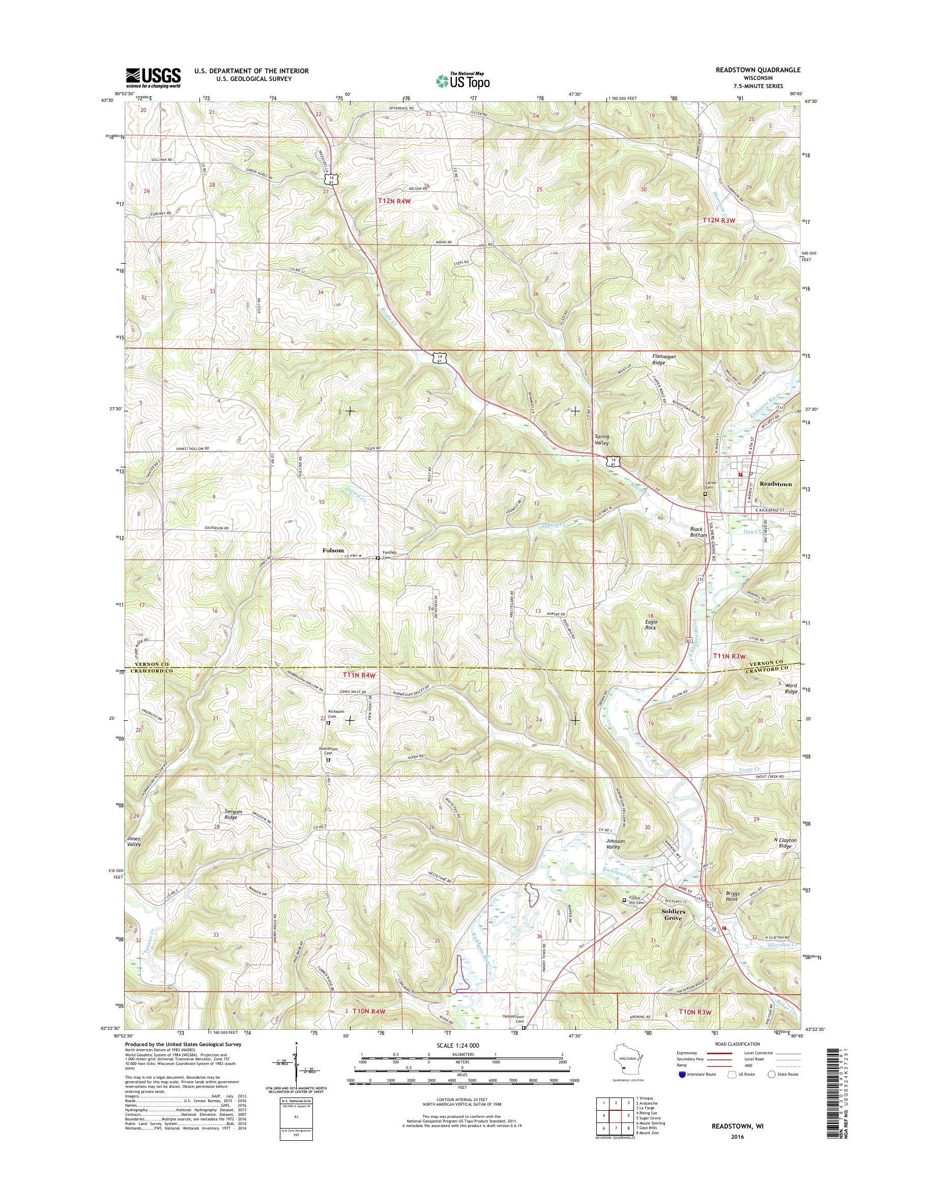 Readstown Wisconsin US Topo Map – MyTopo Map Store