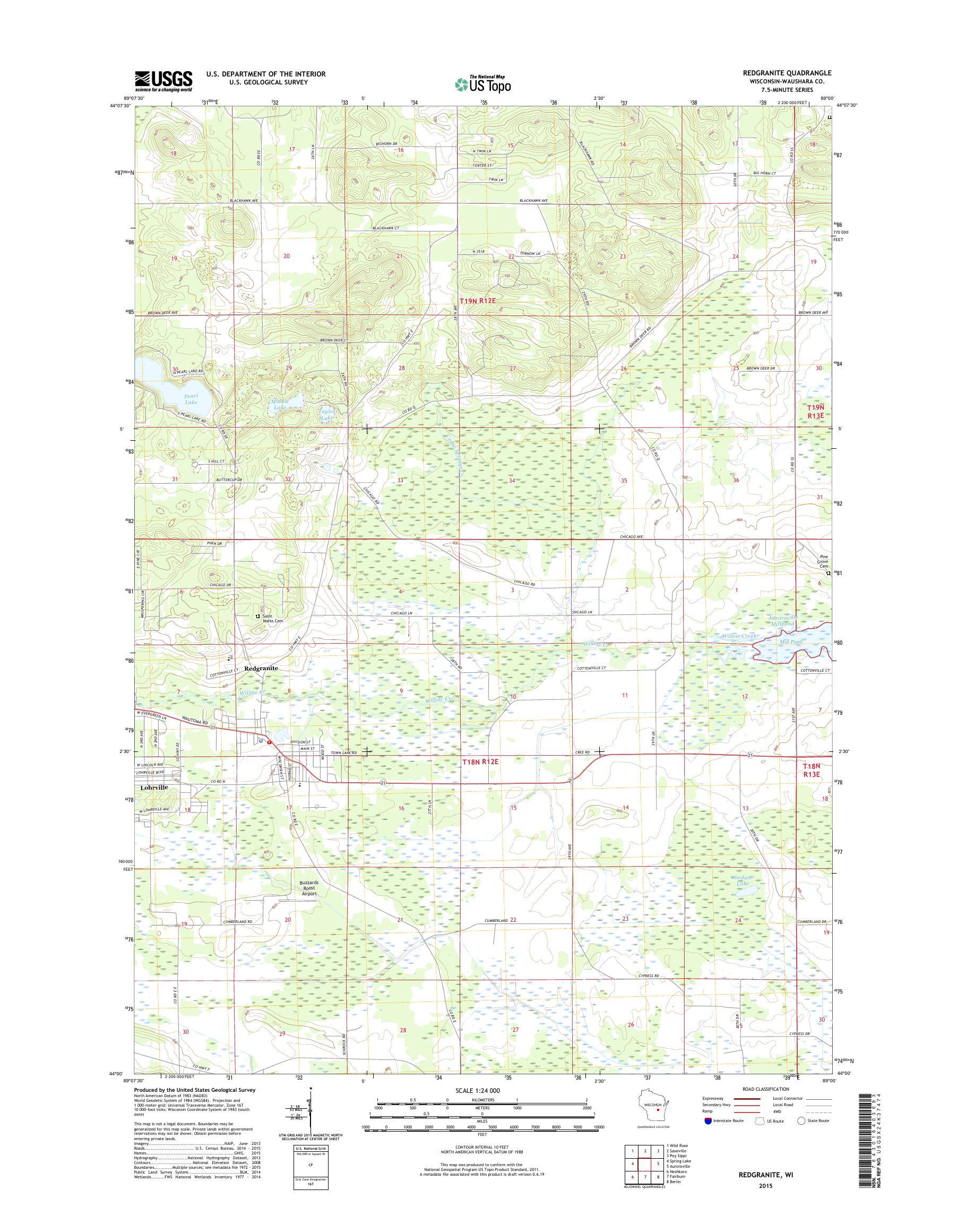Redgranite Wisconsin US Topo Map – MyTopo Map Store