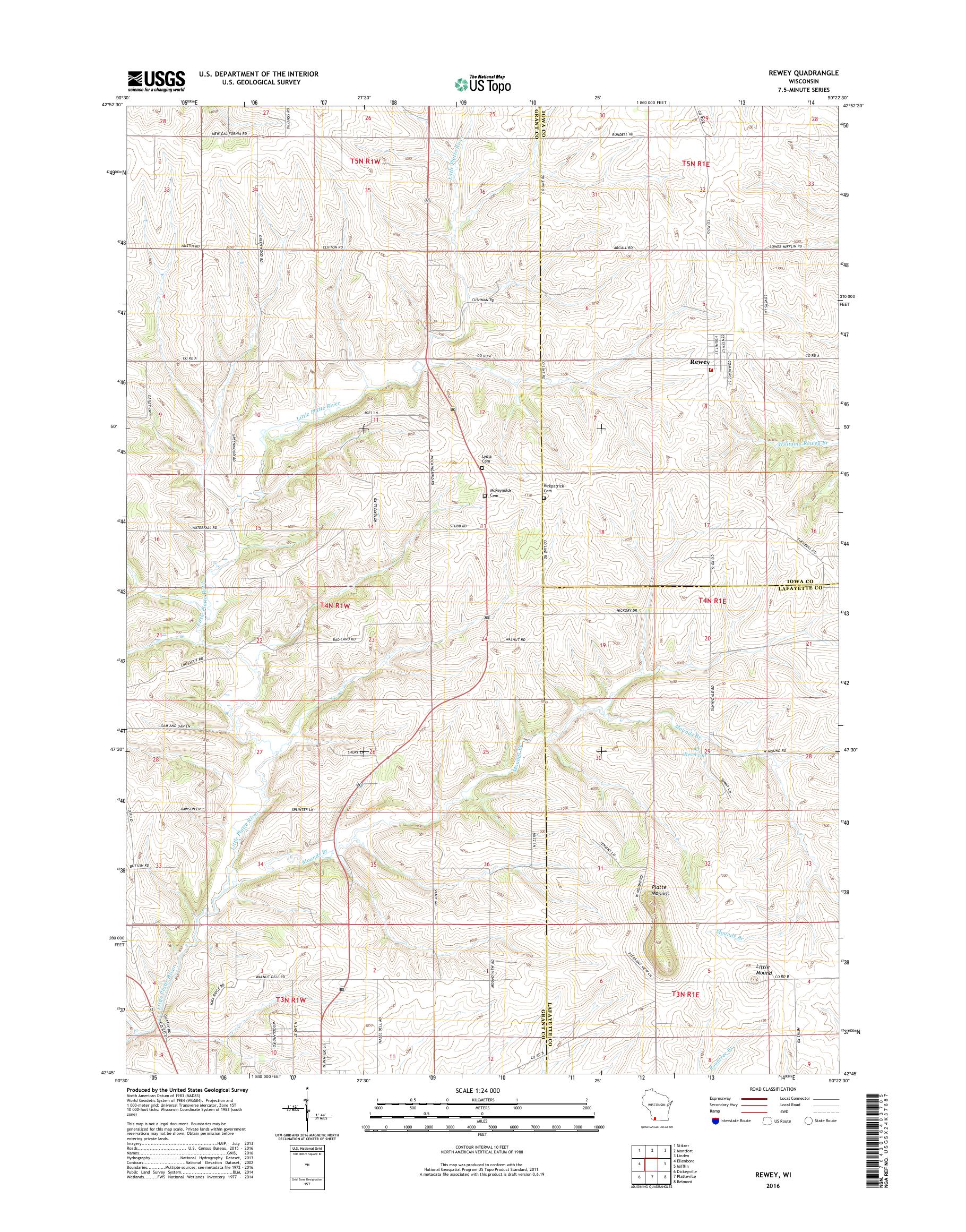 Rewey Wisconsin US Topo Map – MyTopo Map Store