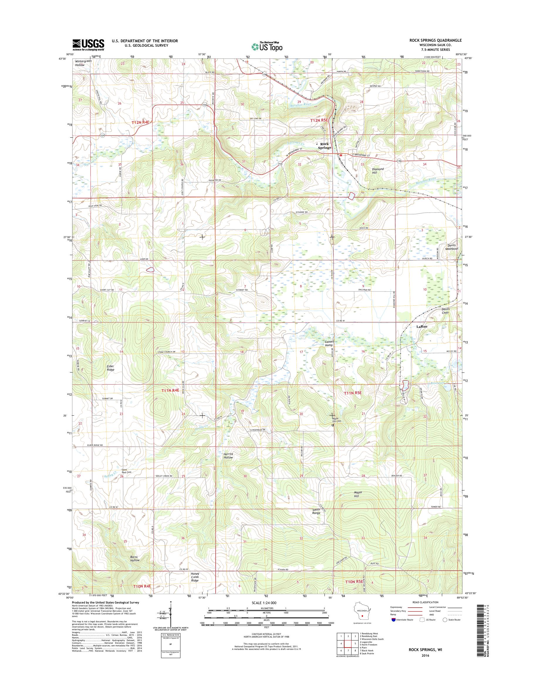 Rock Springs Wisconsin US Topo Map – MyTopo Map Store
