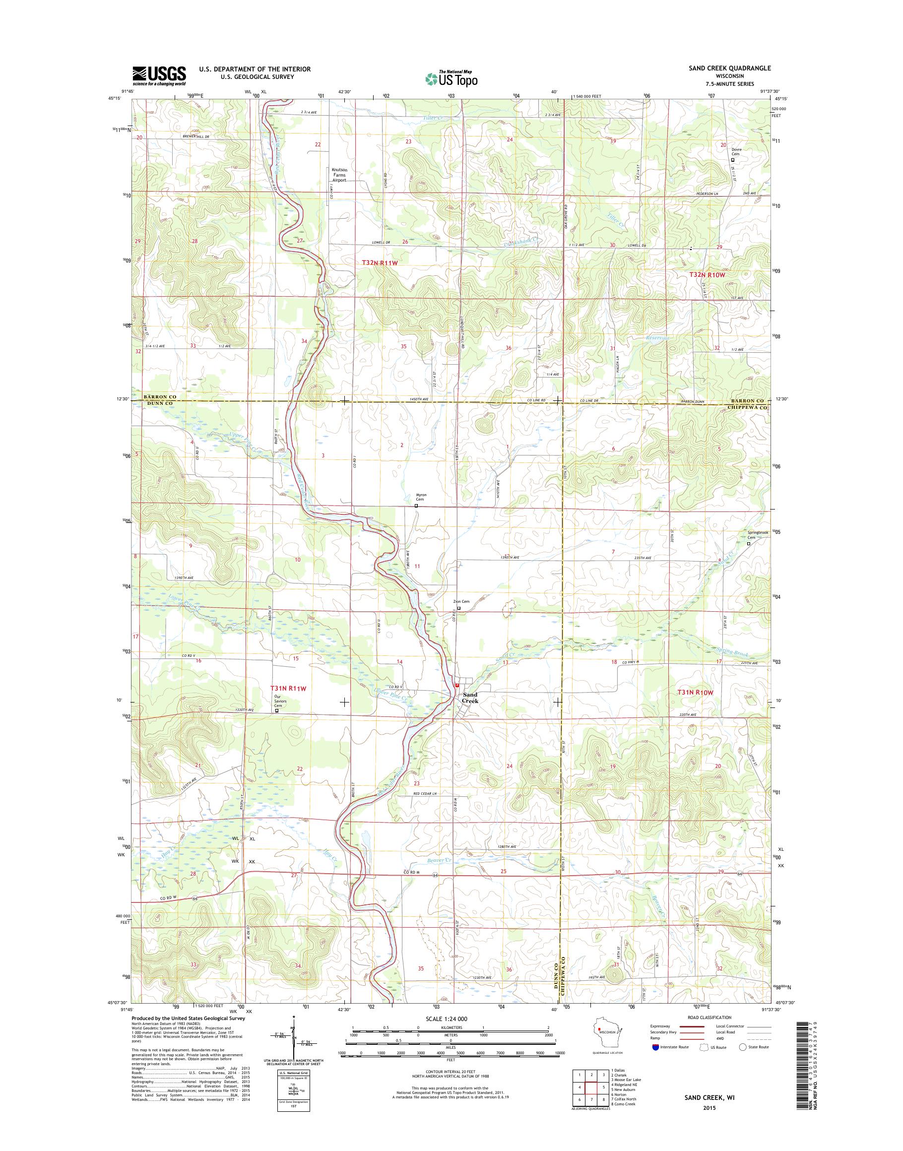 Sand Creek Wisconsin US Topo Map – MyTopo Map Store