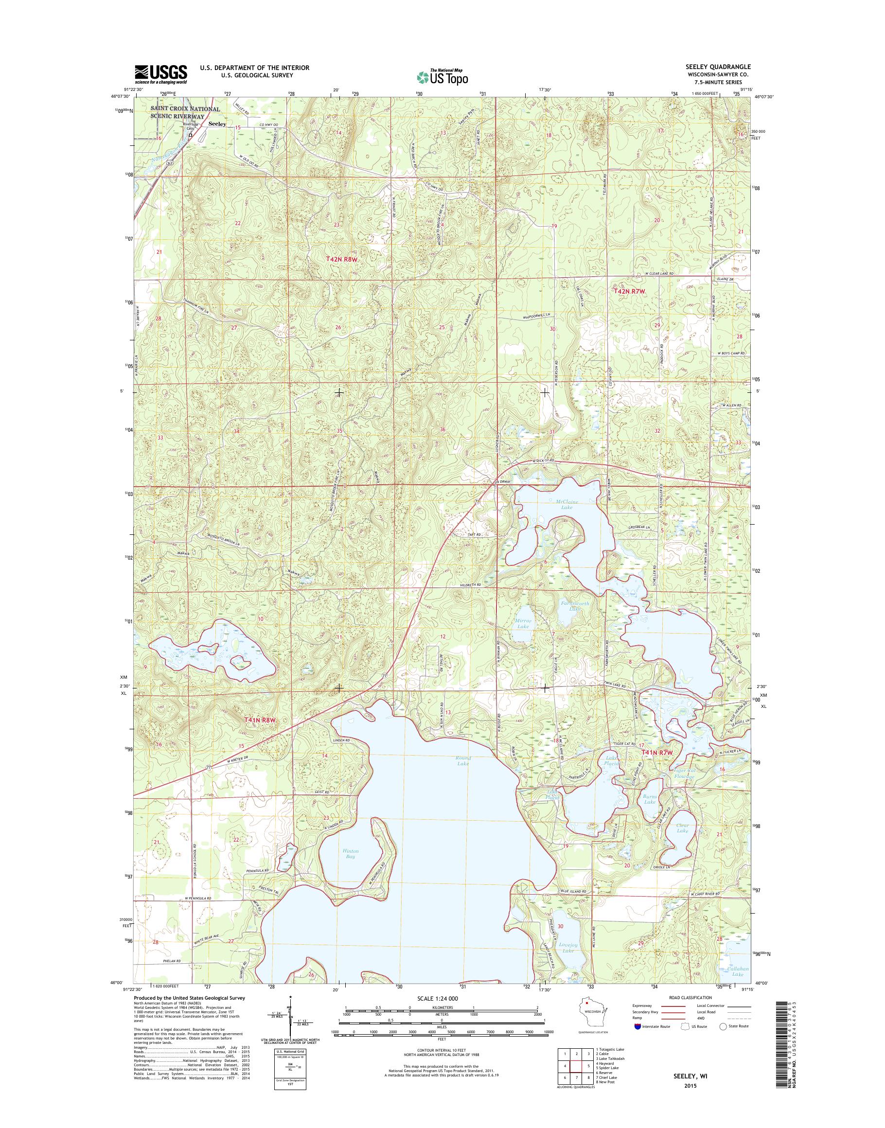 Seeley Wisconsin US Topo Map – MyTopo Map Store