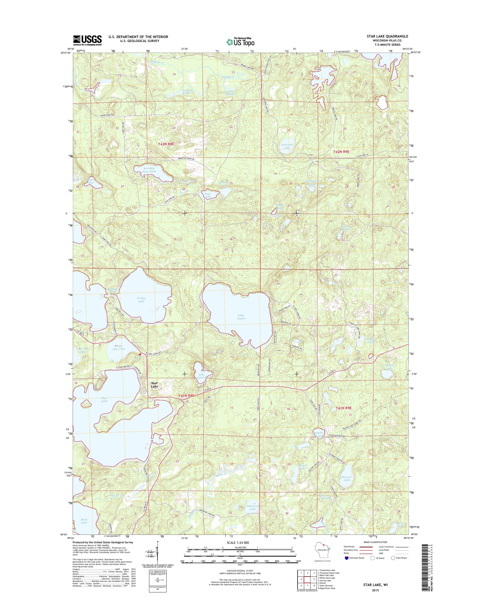 Star Lake Wisconsin US Topo Map – MyTopo Map Store