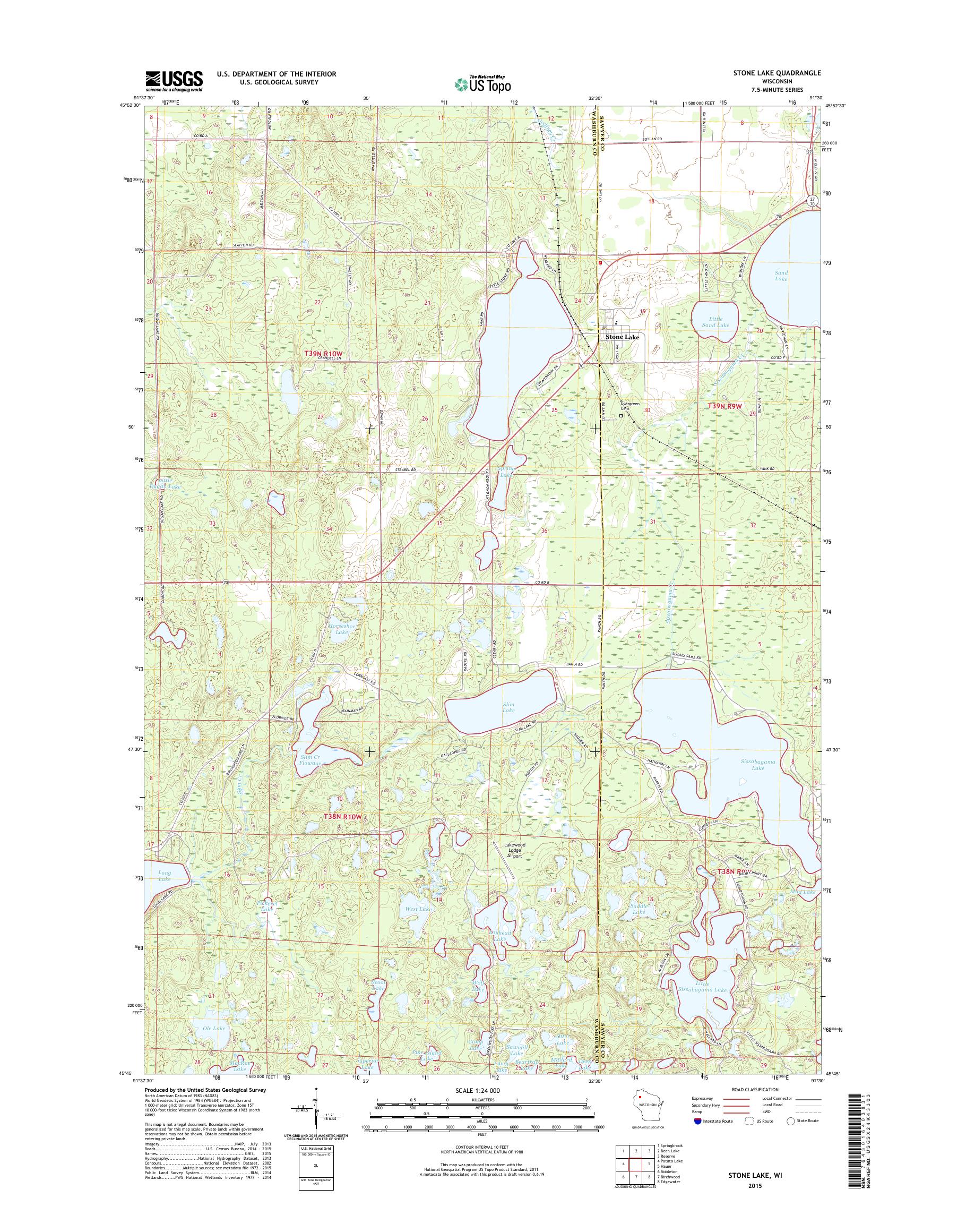 Stone Lake Wisconsin US Topo Map – MyTopo Map Store