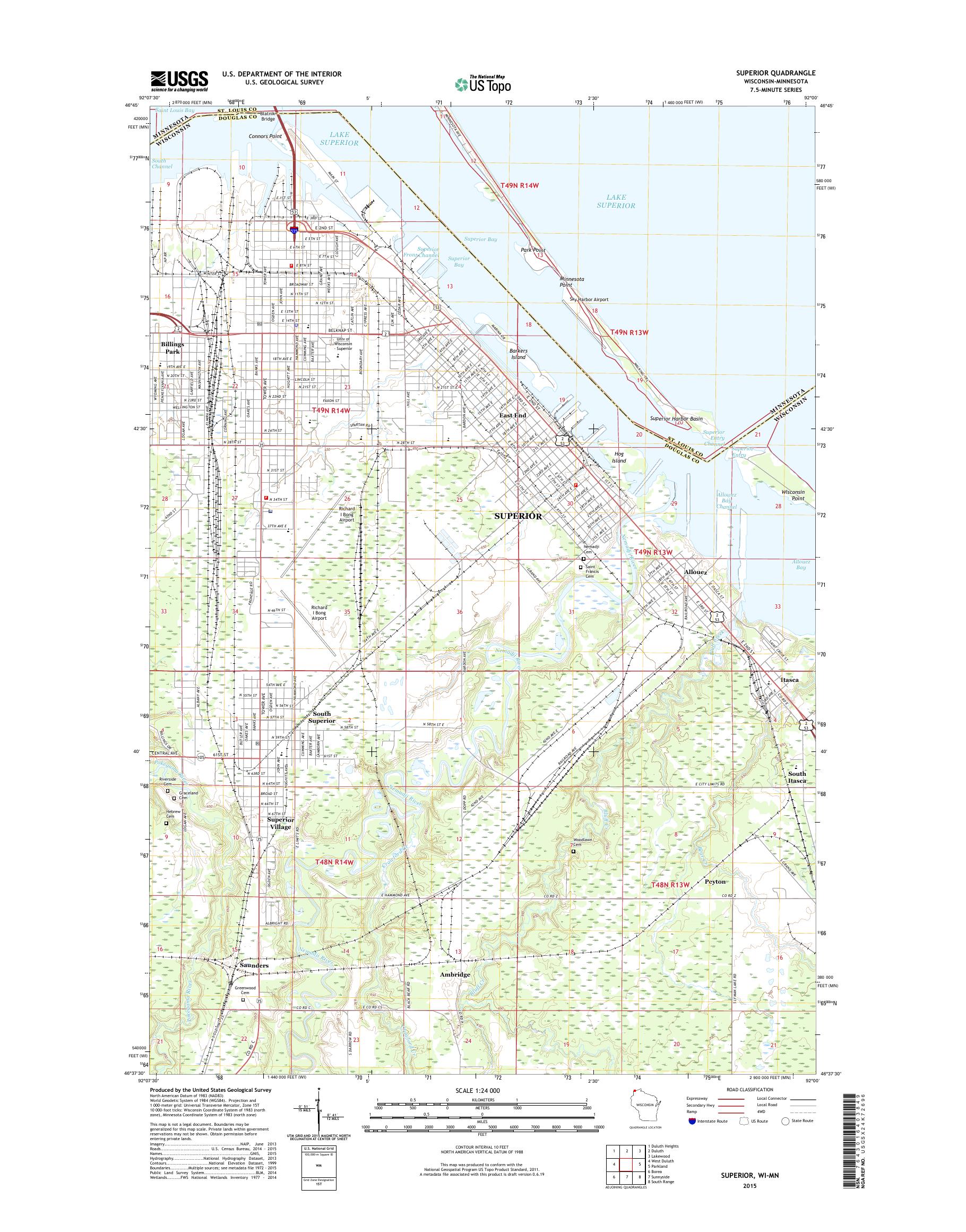 Superior Wisconsin US Topo Map – MyTopo Map Store