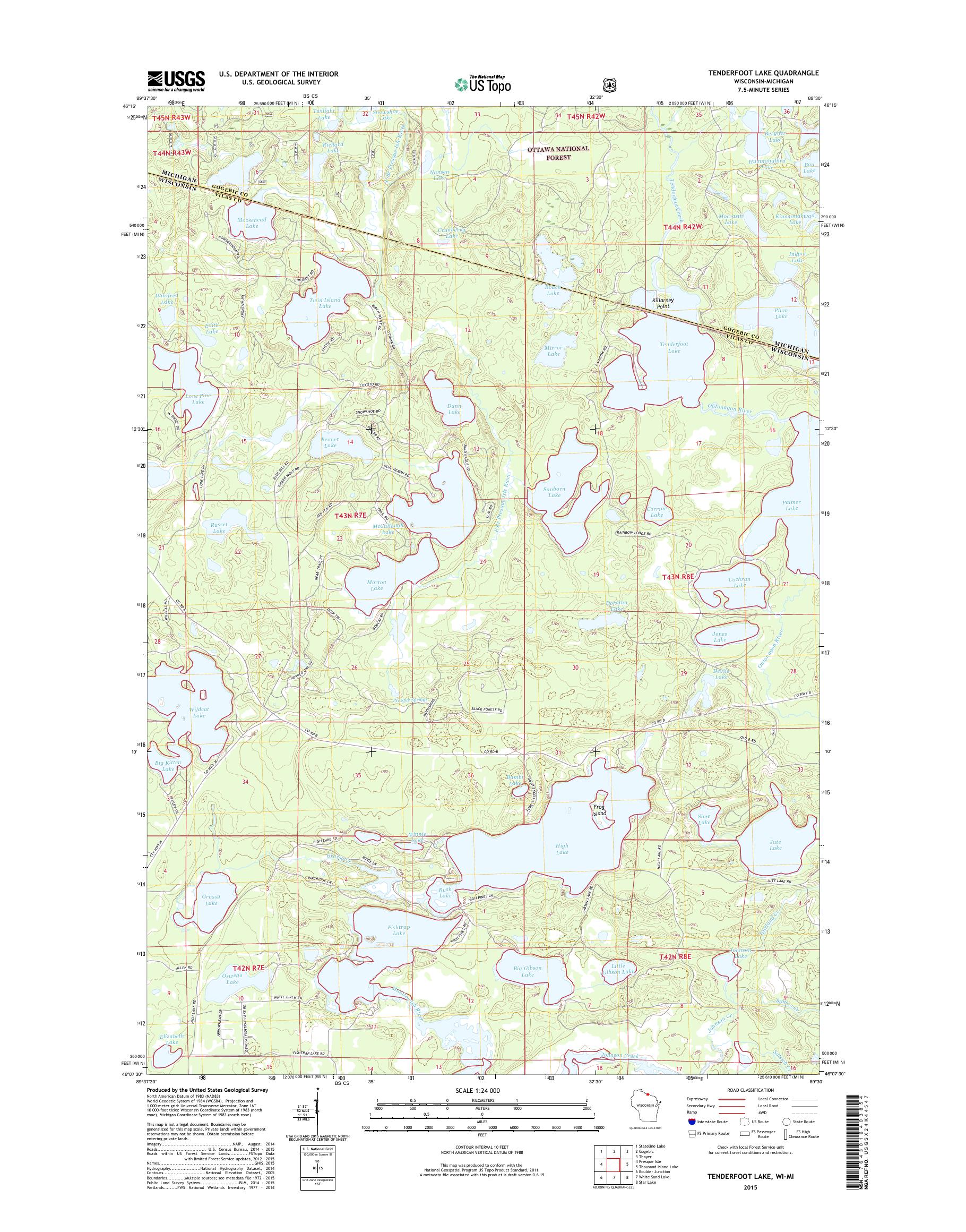 Tenderfoot Lake Wisconsin US Topo Map – MyTopo Map Store